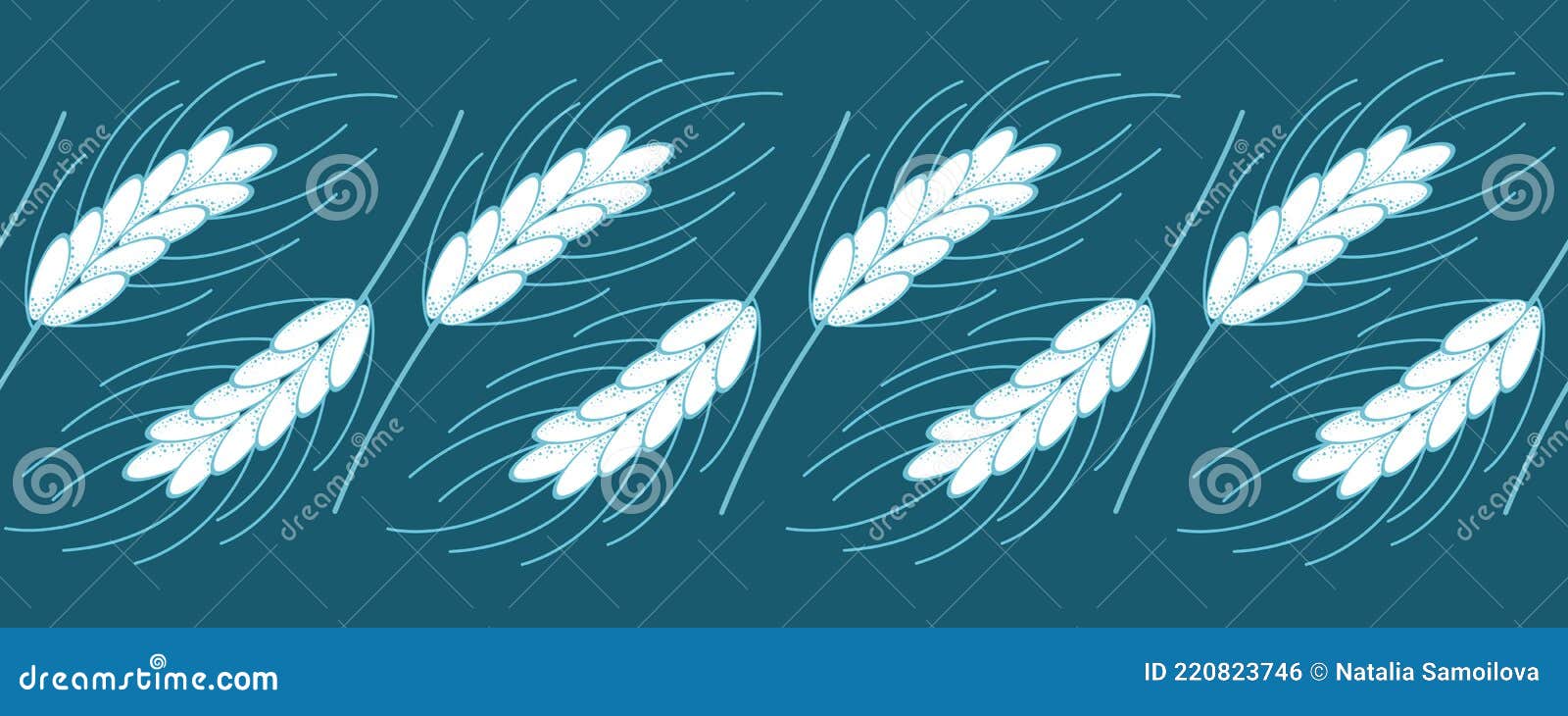 Border of Wheat Ears on a Blue Background Stock Illustration ...