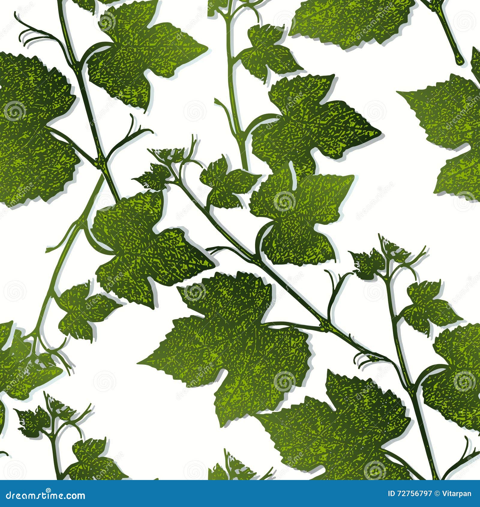 Decorative Seamless Pattern Branches of Grape Leaves Stock Vector ...