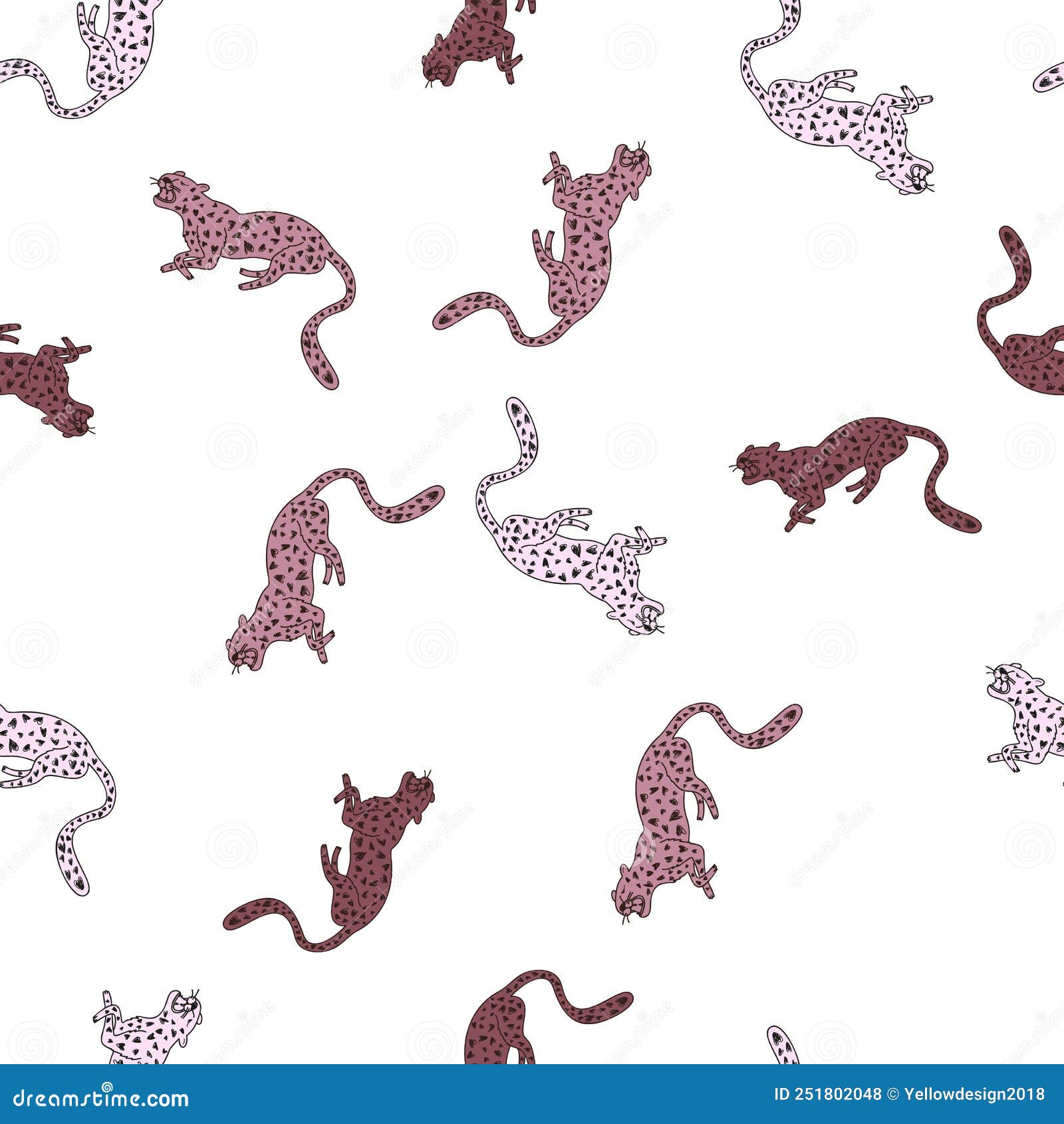 Decorative Seamless Pattern with Doodle Cute Leopard. Hand Drawn ...