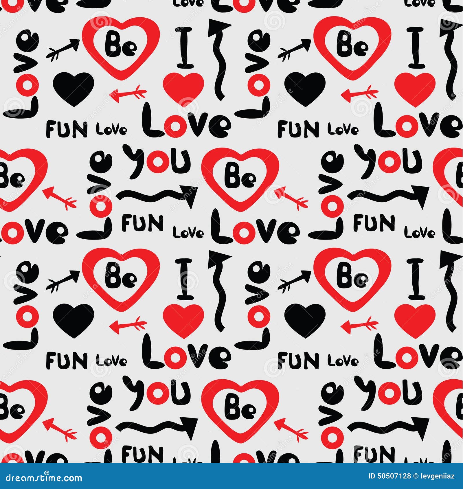 Decorative Seamless Pattern with Love Symbols Stock Vector ...