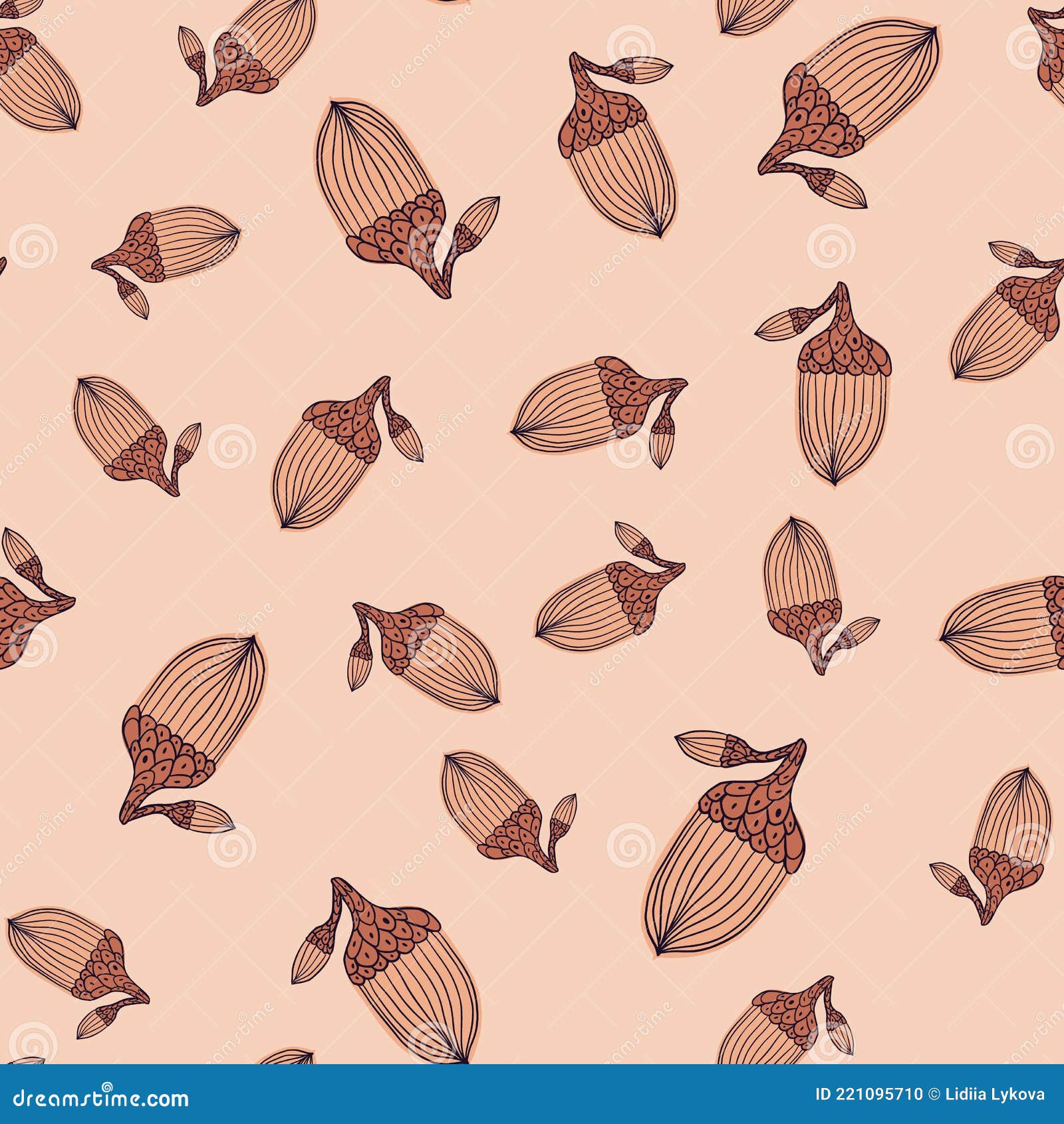 Decorative Seamless Pattern with Random Acorn Elements Print. Pink ...