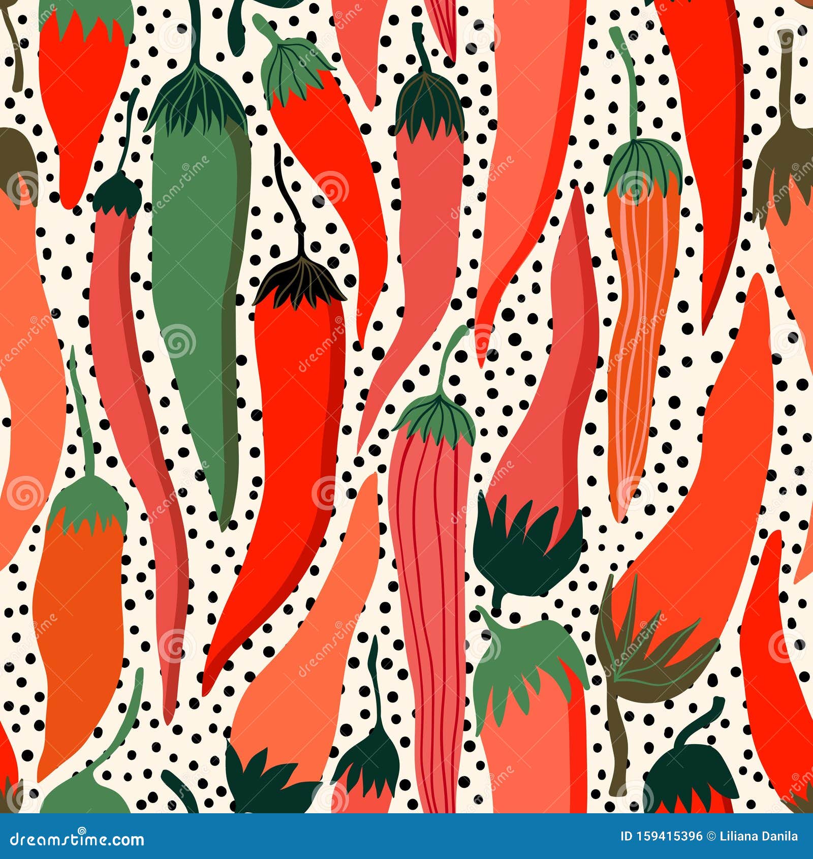 Decorative Seamless Pattern with Red Chilli Peppers Stock Vector ...