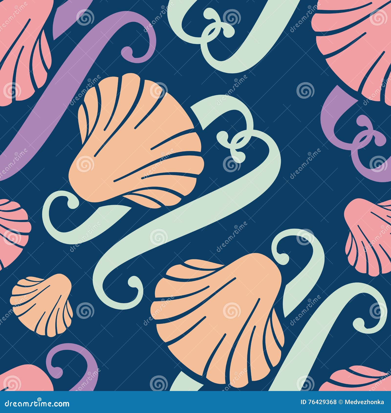 Decorative Seamless Pattern with Shells Stock Illustration ...