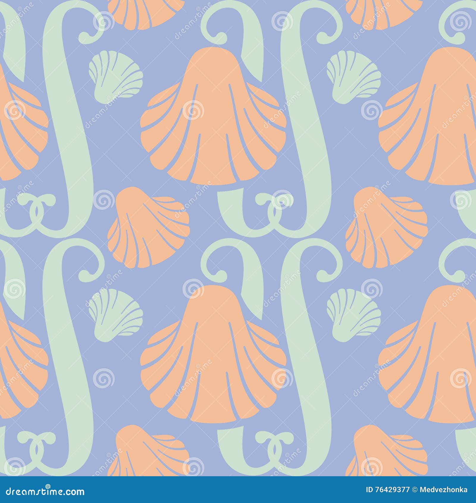 Decorative Seamless Pattern with Shells Stock Illustration ...
