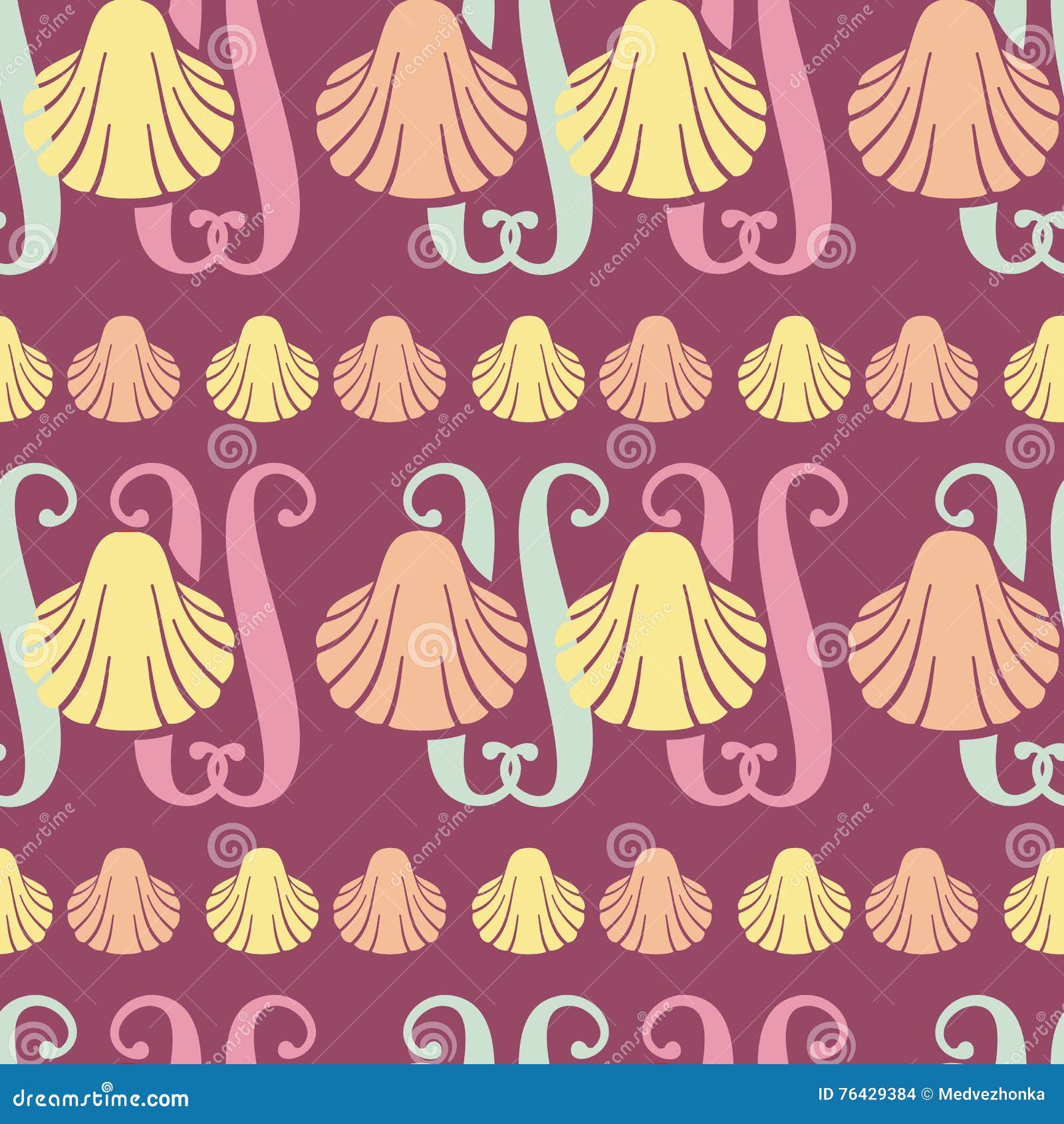 Decorative Seamless Pattern with Shells Stock Illustration ...