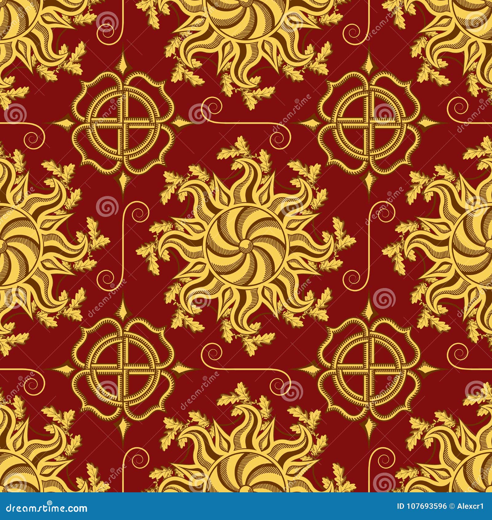 Decorative Seamless Pattern Solar Symbols. Stock Vector - Illustration ...