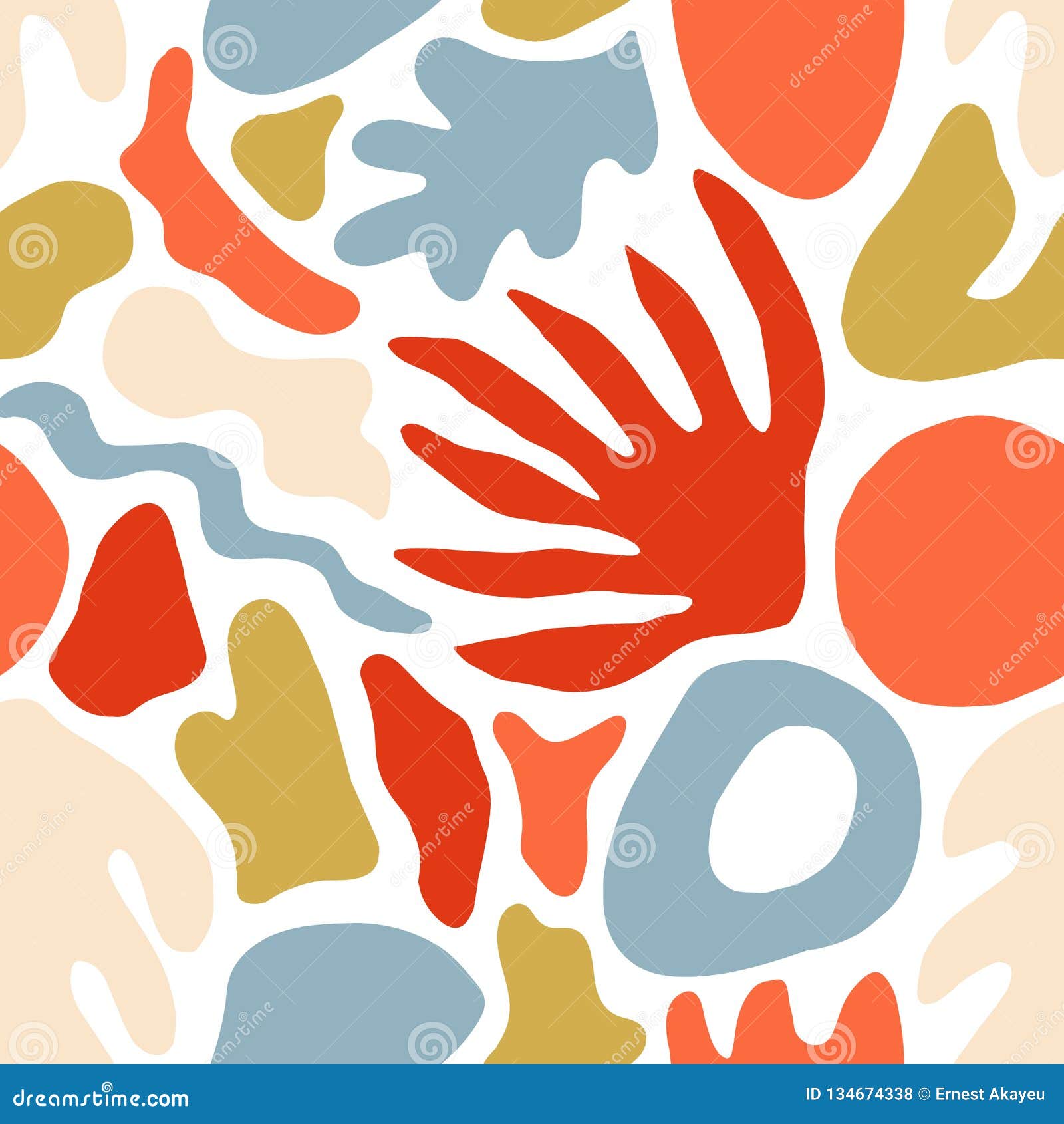 Decorative Seamless Pattern with Unusual Red and Blue Shapes or Marks ...