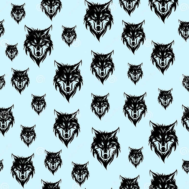 Wolves Seamless Pattern Background on Blue Stock Vector - Illustration ...