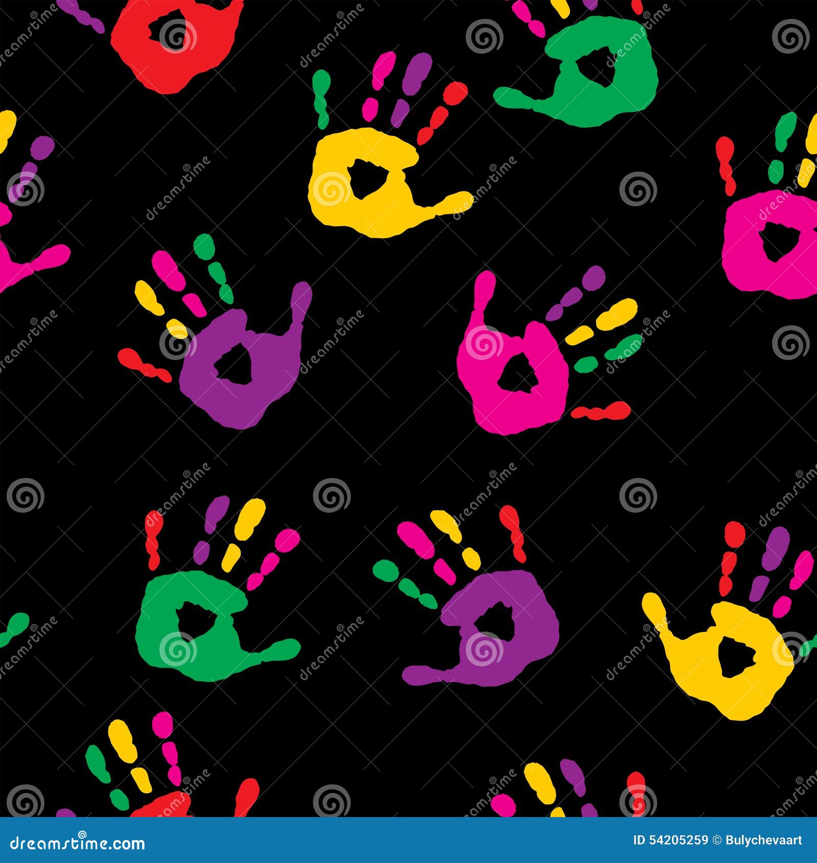 Decorative Seamless Template with Handprints Stock Vector ...