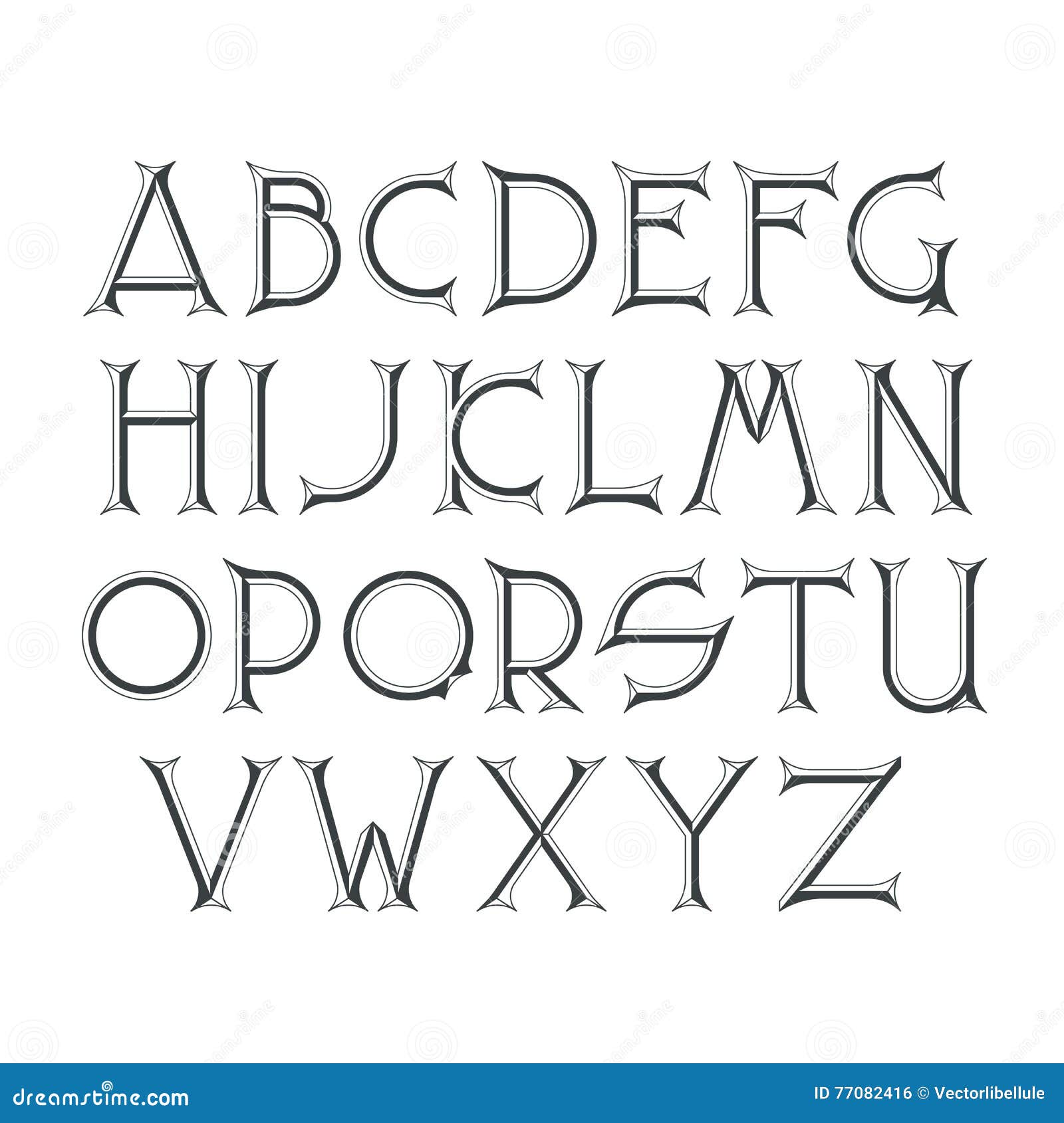 Decorative Serif Latin Font. Stock Vector - Illustration of capital ...