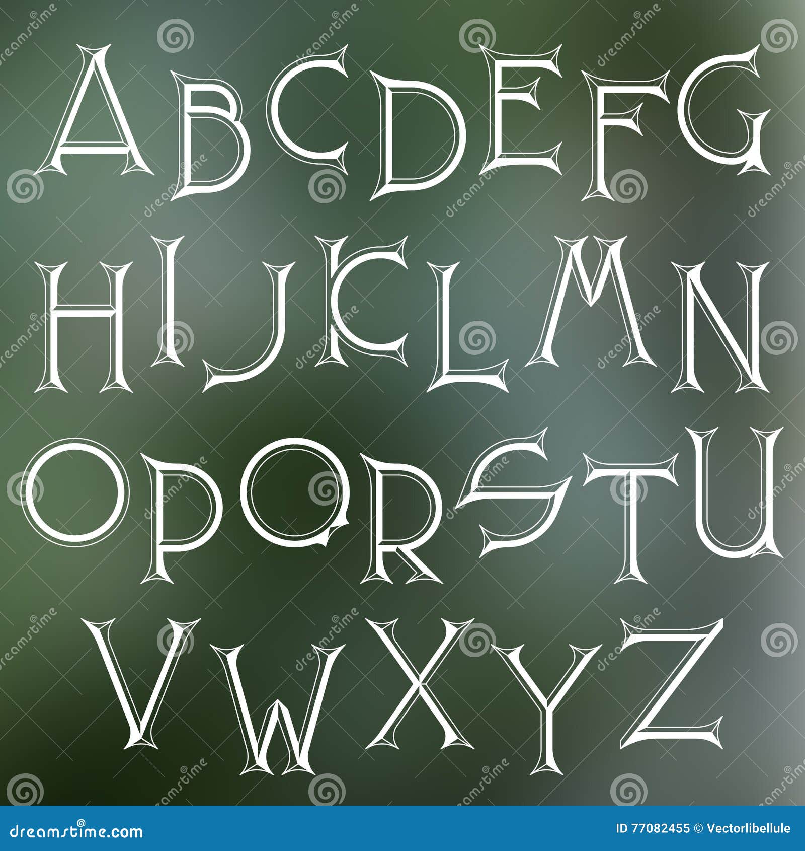Decorative Serif Alphabet Vector Font. Oblique Letters And Numbers ...