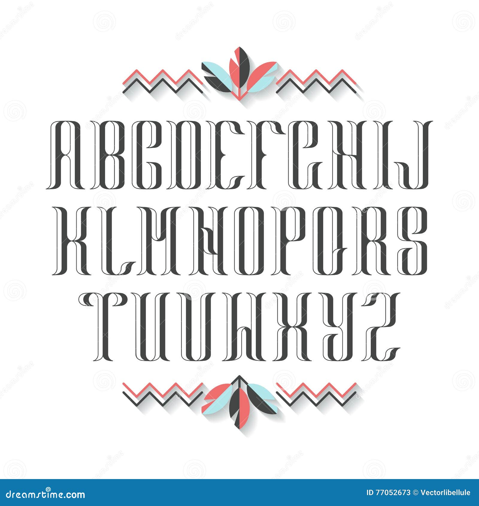 Decorative Serif Latin Font Stock Vector - Illustration of outline ...