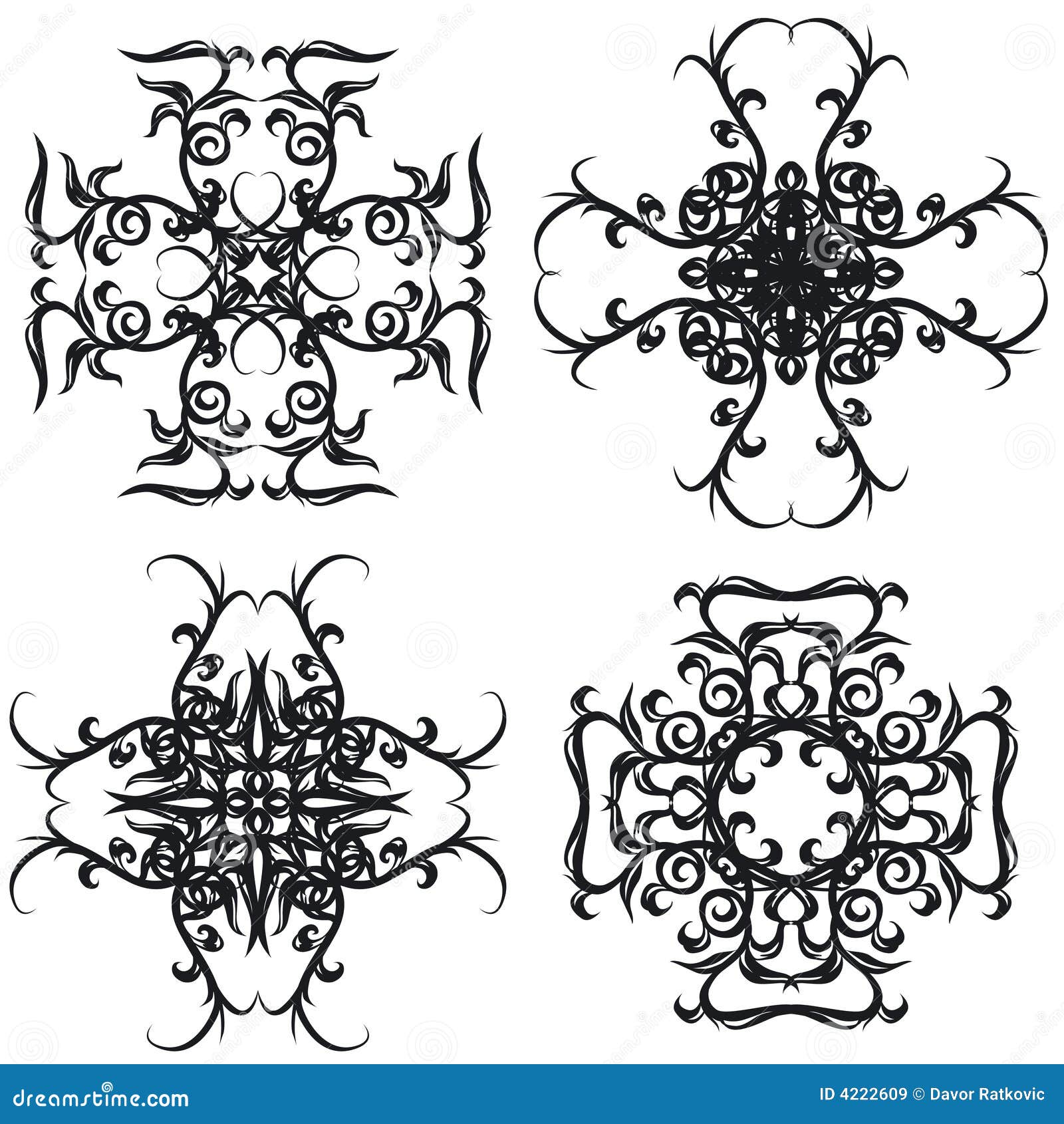 Decorative Set Cross I B&w Stock Vector - Illustration of cross, angle ...