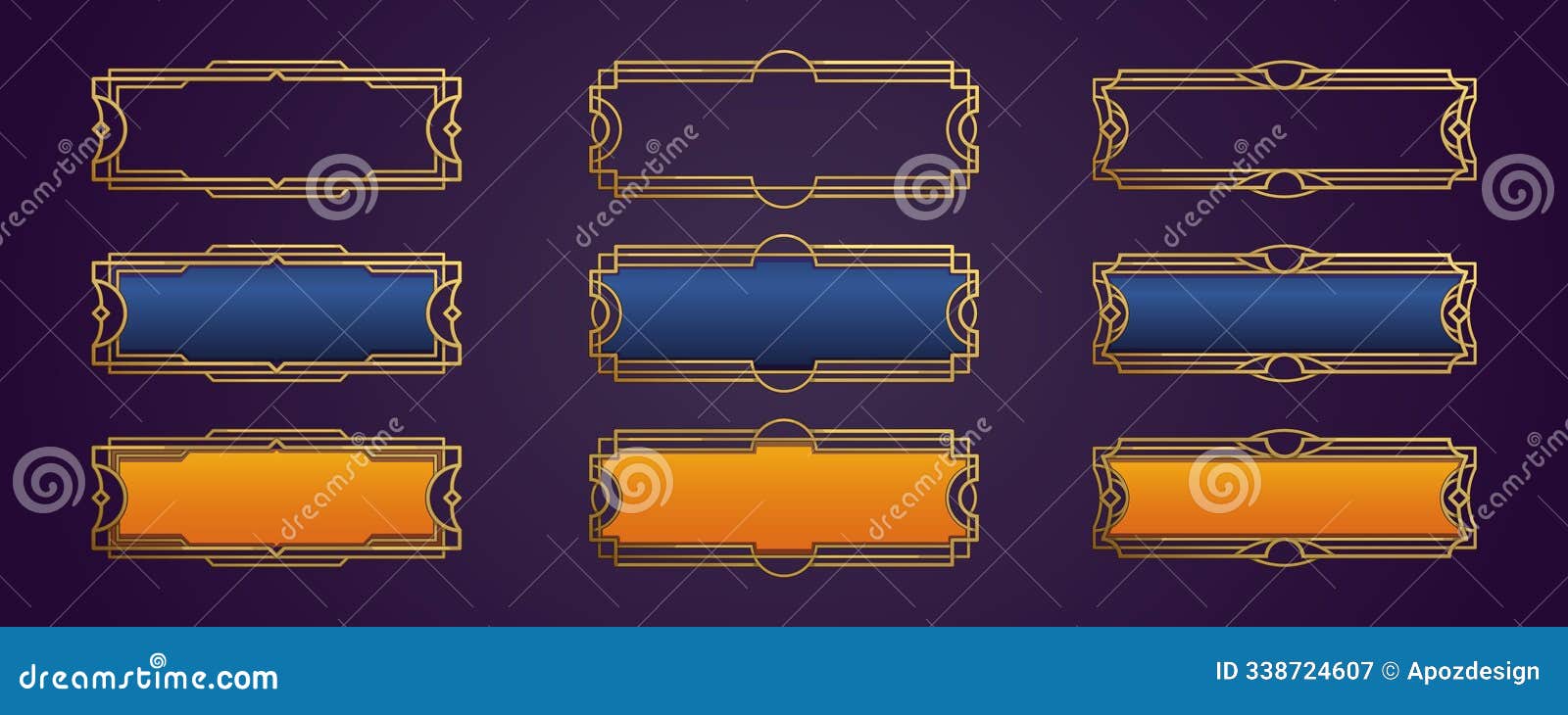 Decorative Set of Gold Engraved Frames in Art Deco, Victorian ...