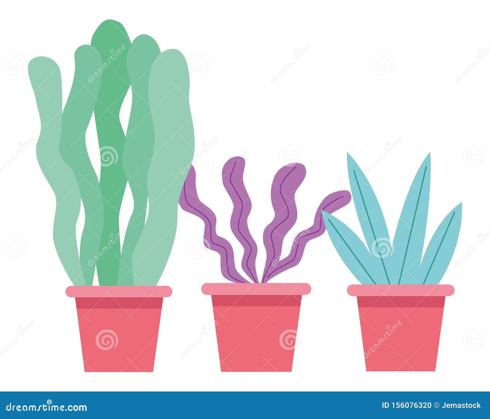 Decorative Set of Plant Pots Cartoons Stock Vector - Illustration of ...