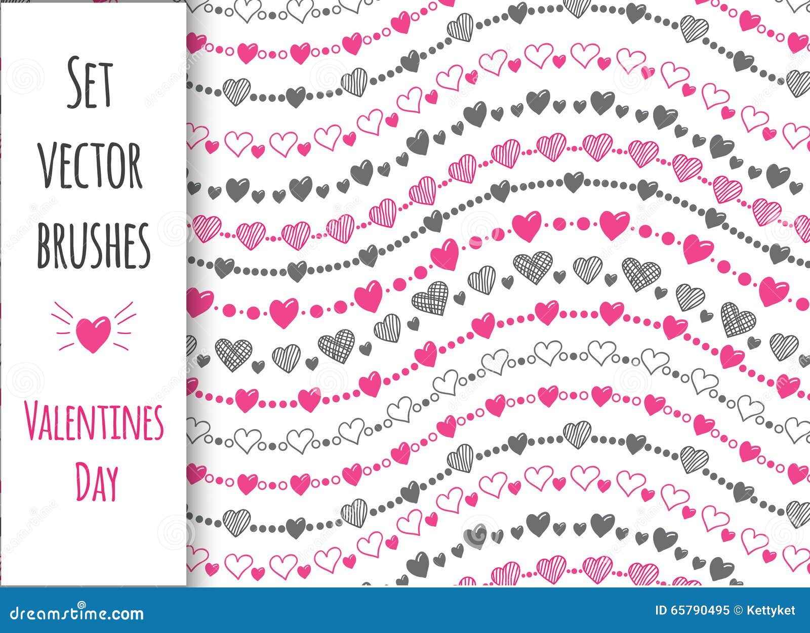 Decorative Set. 10 Vector Brushes. Valentine S Day, Heart Stock Vector ...
