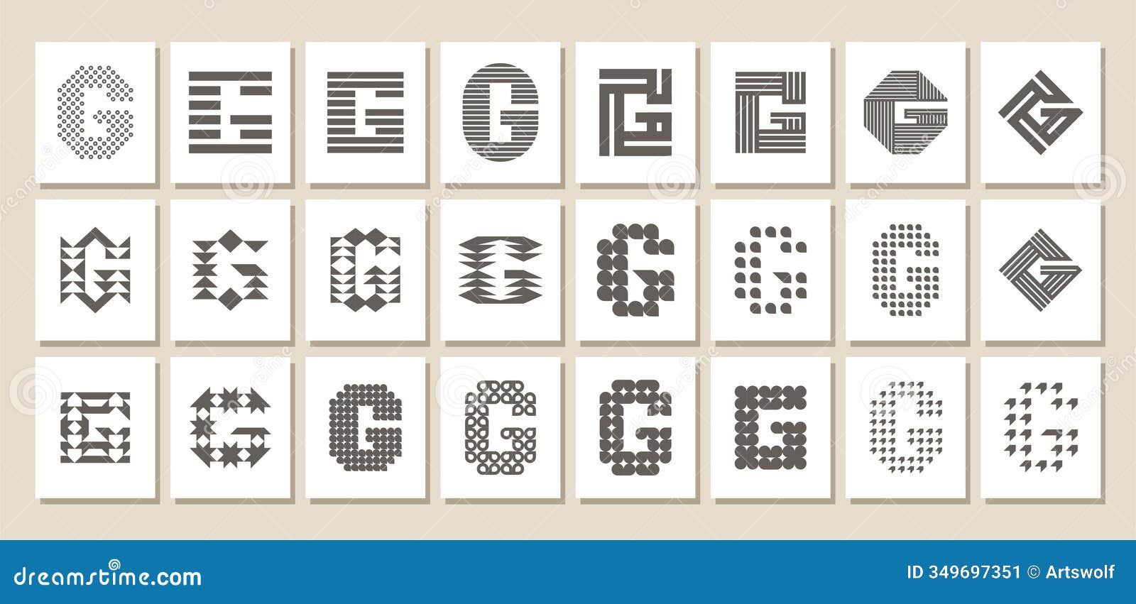 Decorative Shape Letter G Logo Branding Set Stock Vector - Illustration ...