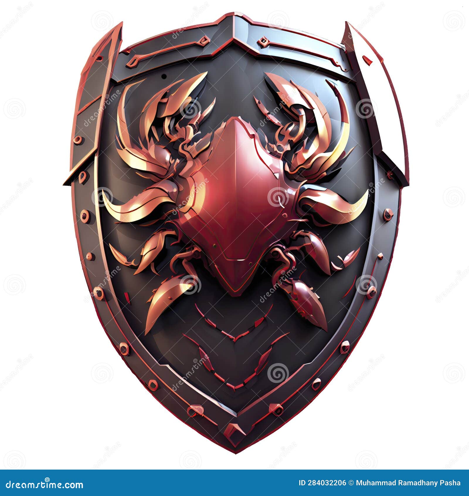 Decorative Shield with Crab Emblem Isolated White Background Stock ...