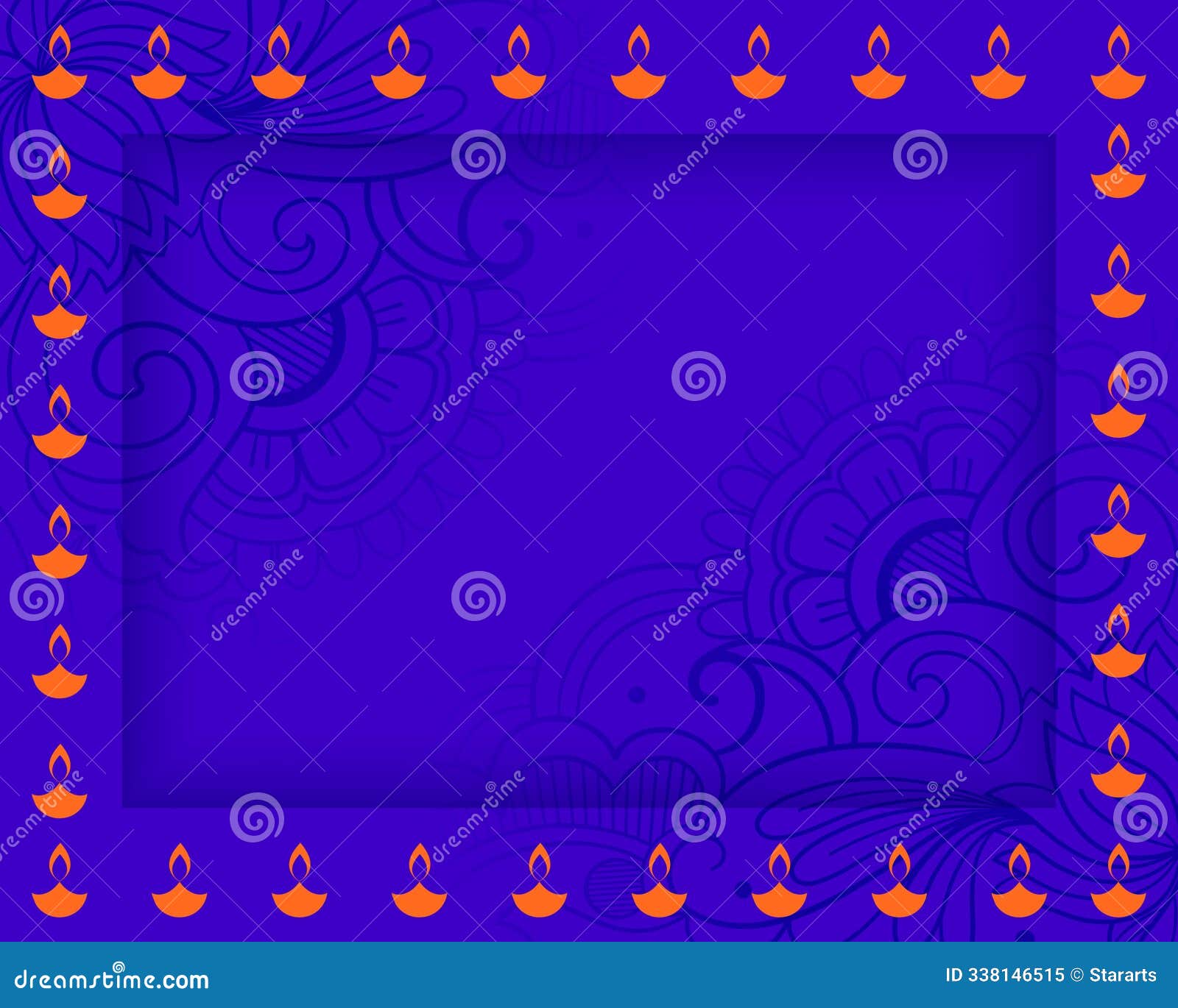 Decorative Shubh Diwali Diya Border Purple Background with Text Space ...