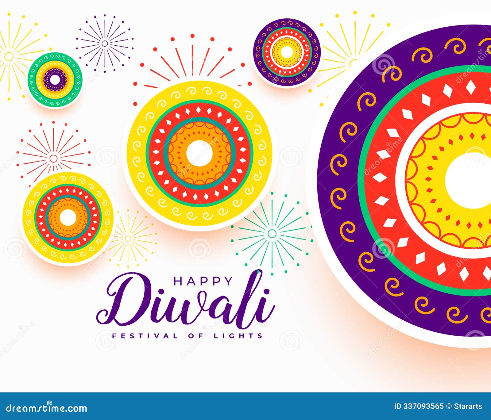 Decorative Shubh Diwali Festive Rangoli White Banner Design Cartoon ...