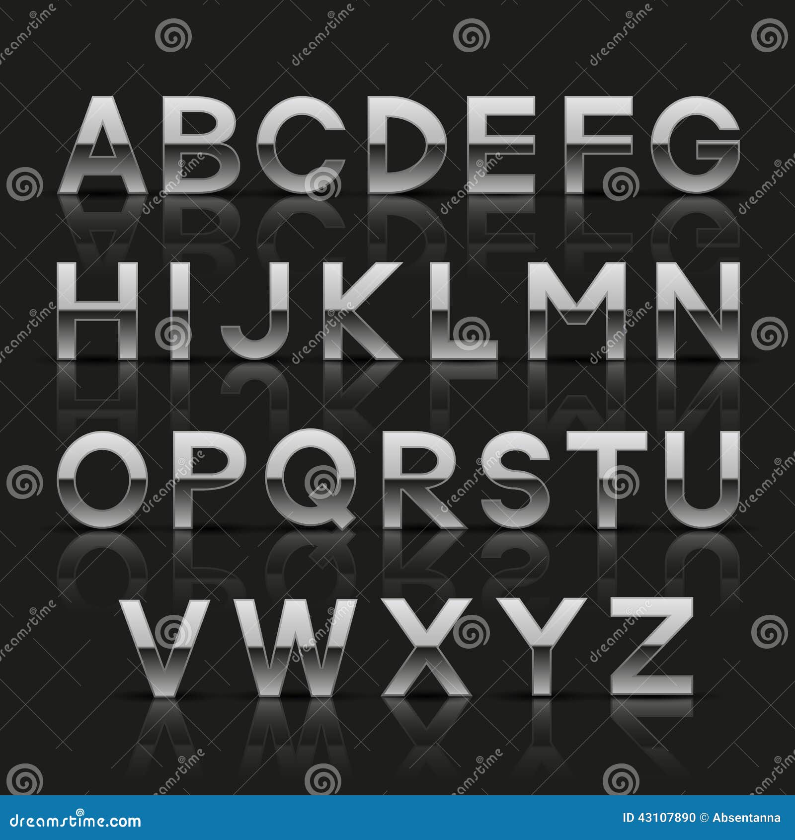 Decorative silver alphabet stock vector. Illustration of uppercase ...