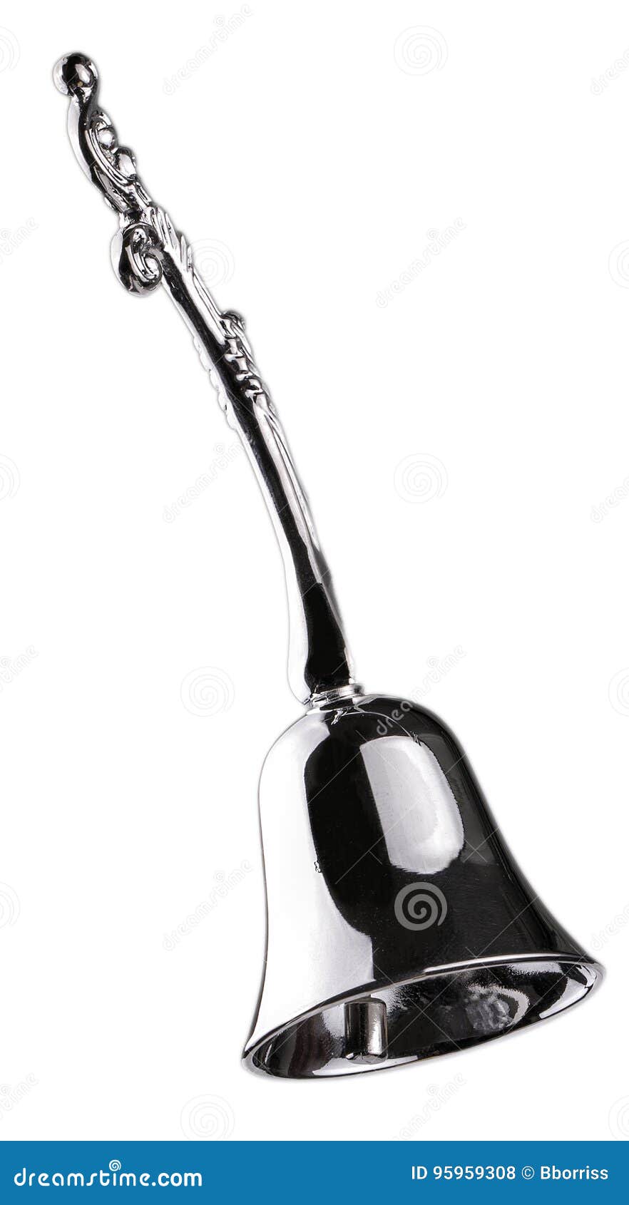 Decorative Silver Bell Isolated on White Stock Photo - Image of shiny ...