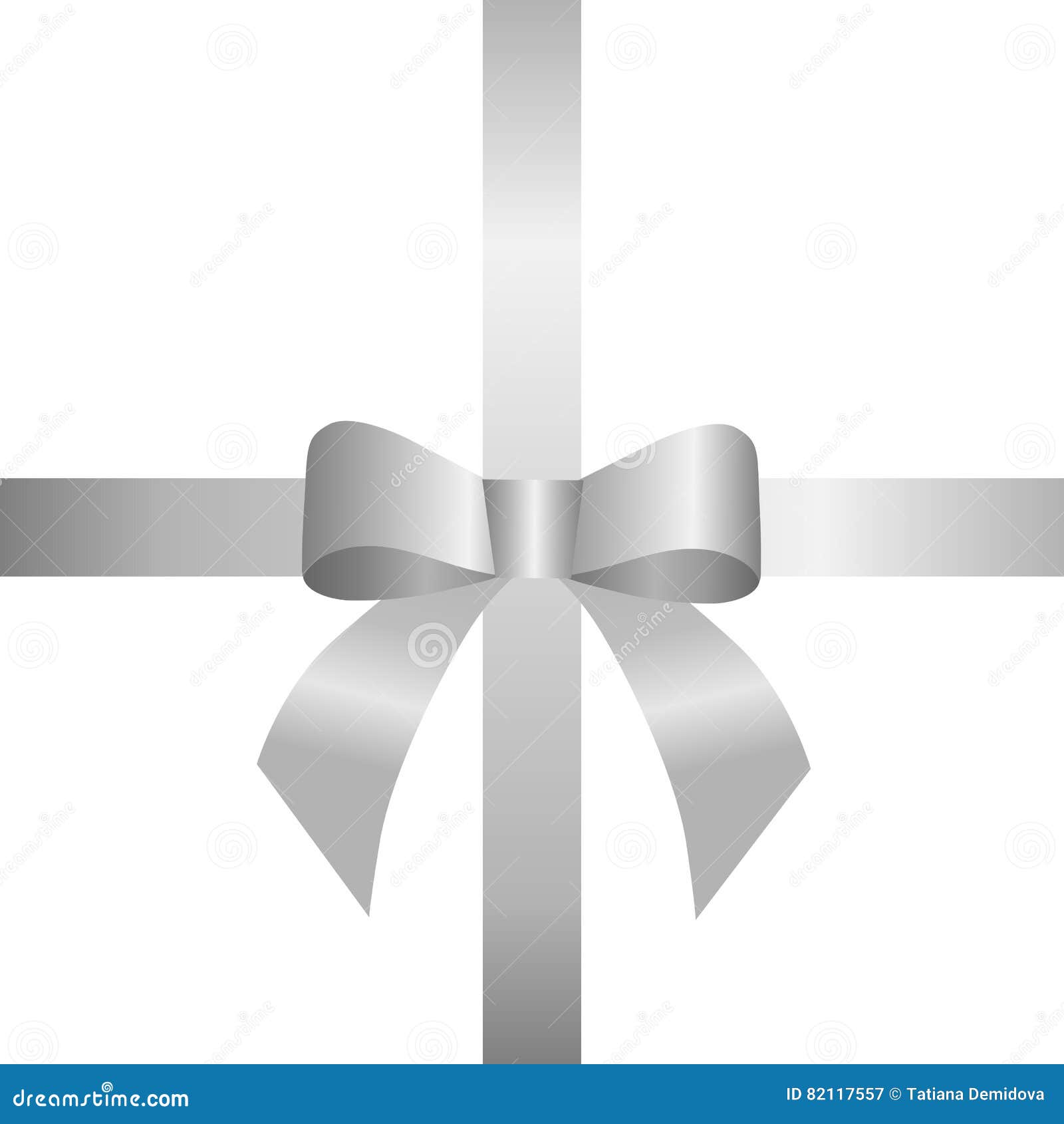 Decorative Silver Bow with Horizontal and Vertical Ribbons . Stock ...