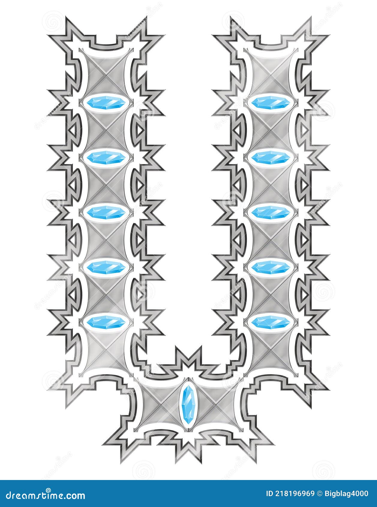 Decorative Silver Letter with Blue Gems Isolated on White Background ...