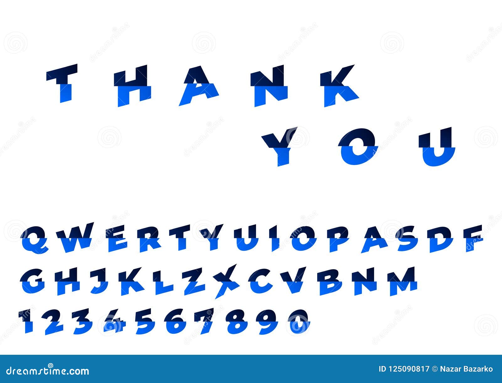 Decorative Sliced Font. Blue Color of Different Shades Stock ...