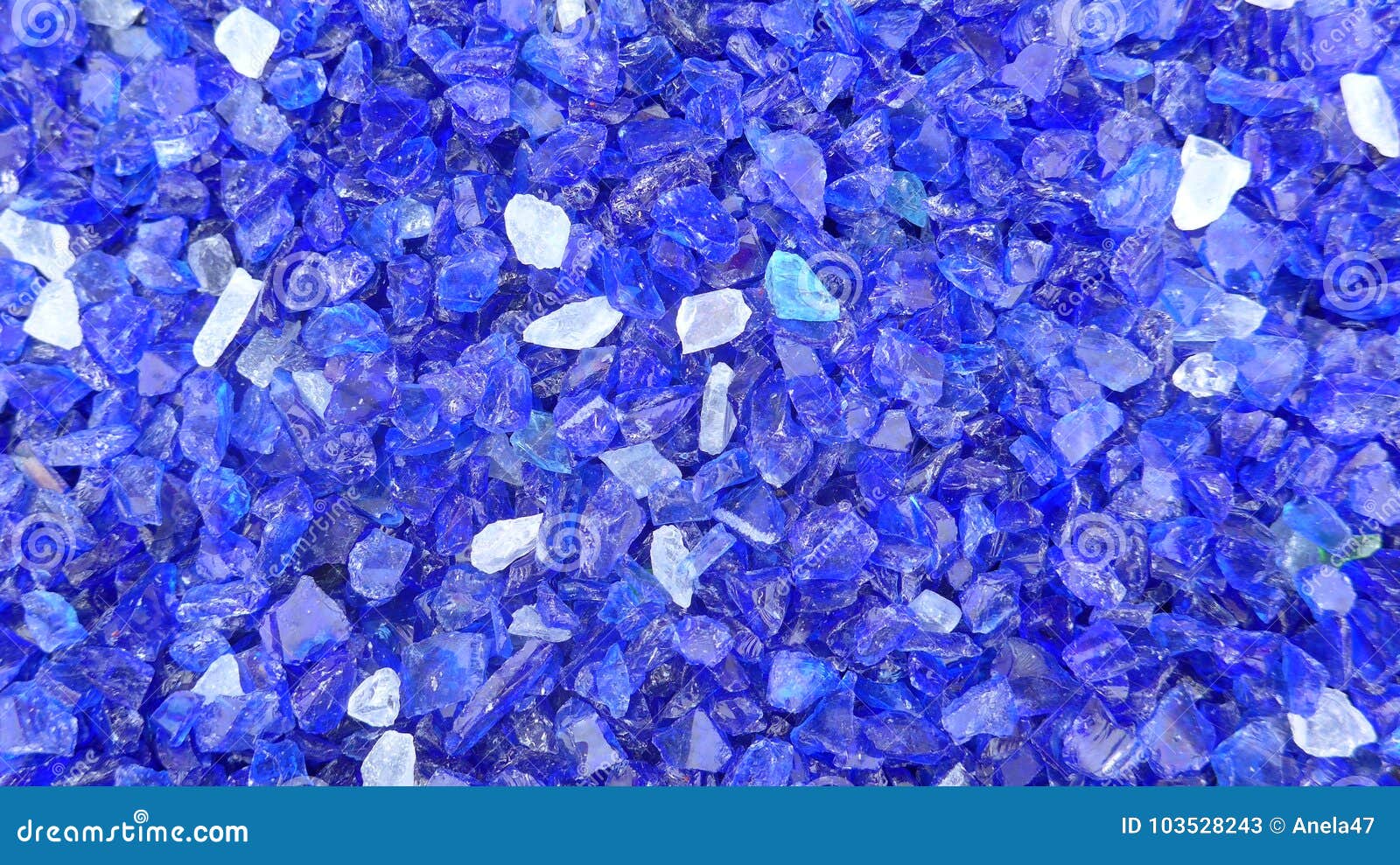 Decorative Small Blue Shards of Glass, Close-up Stock Image - Image of ...