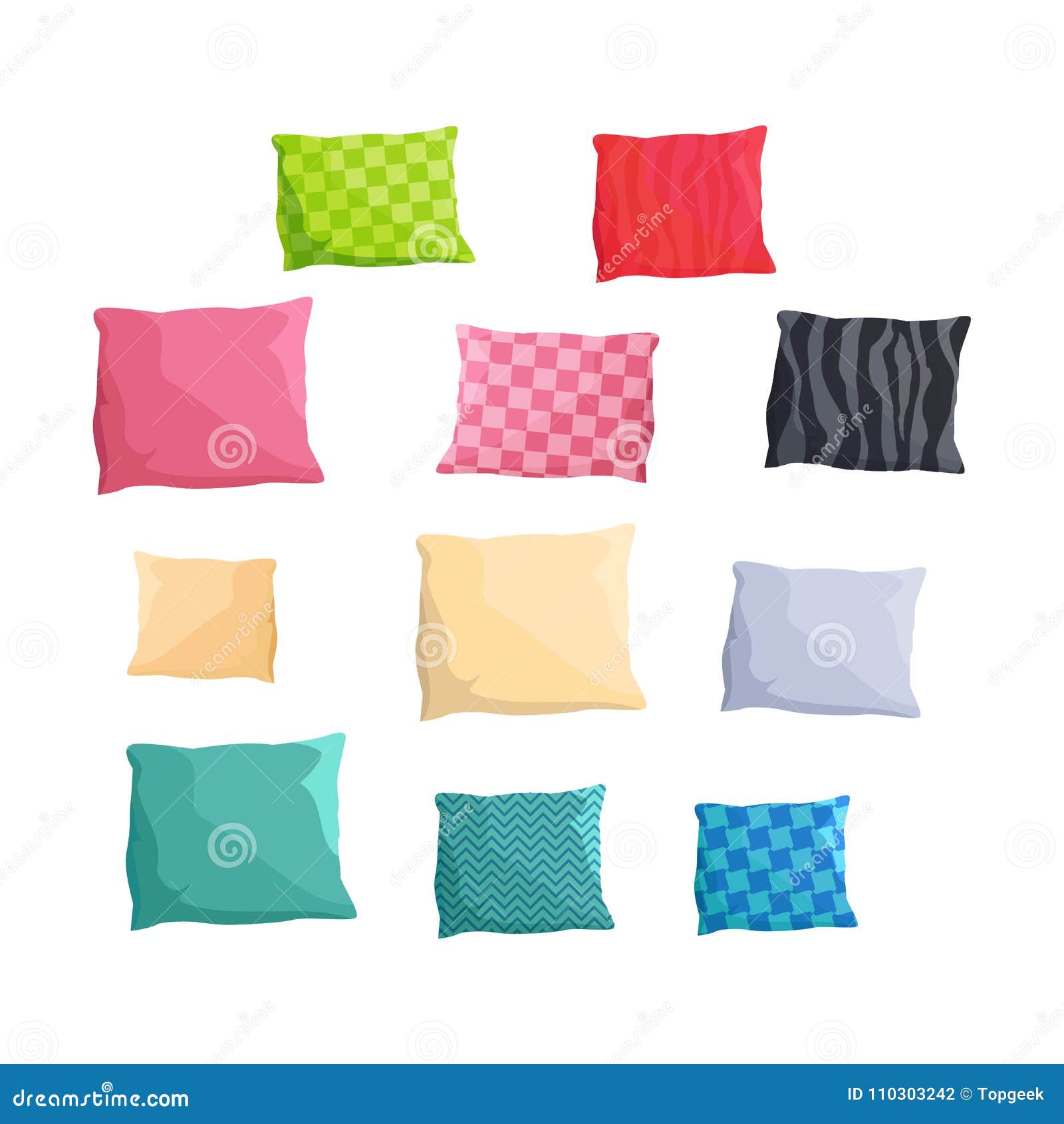 Decorative Small Cushions Plain and with Patterns Stock Vector ...