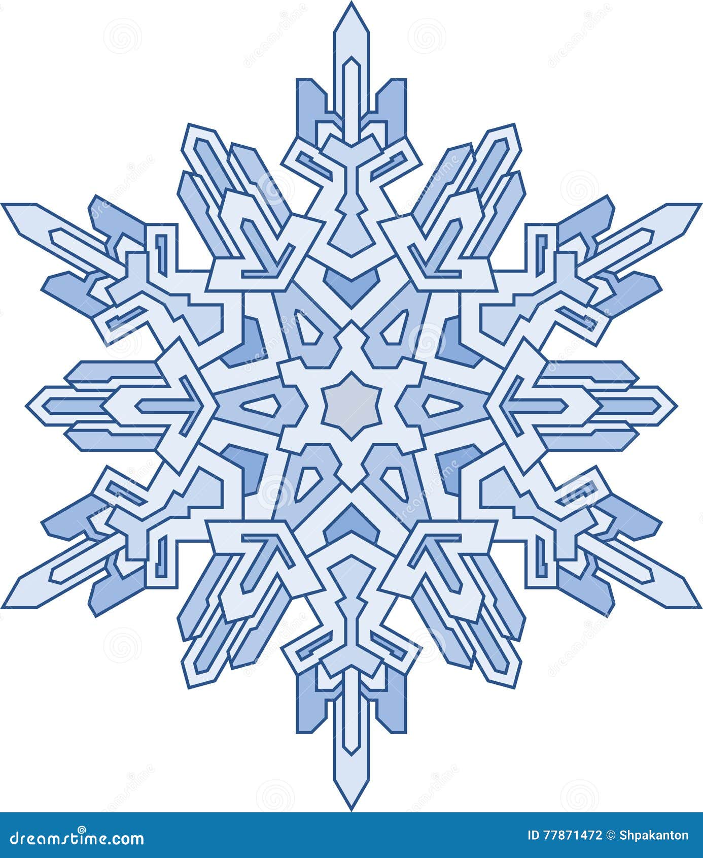 Decorative Snowflake in Mono Line Style. Vector Geometric Patter Stock ...