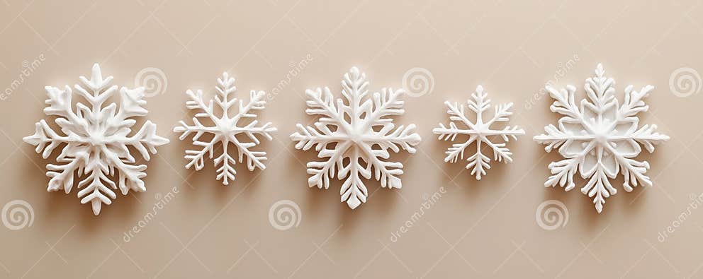 Decorative Snowflakes Display Intricate Patterns on a Soft, Neutral ...