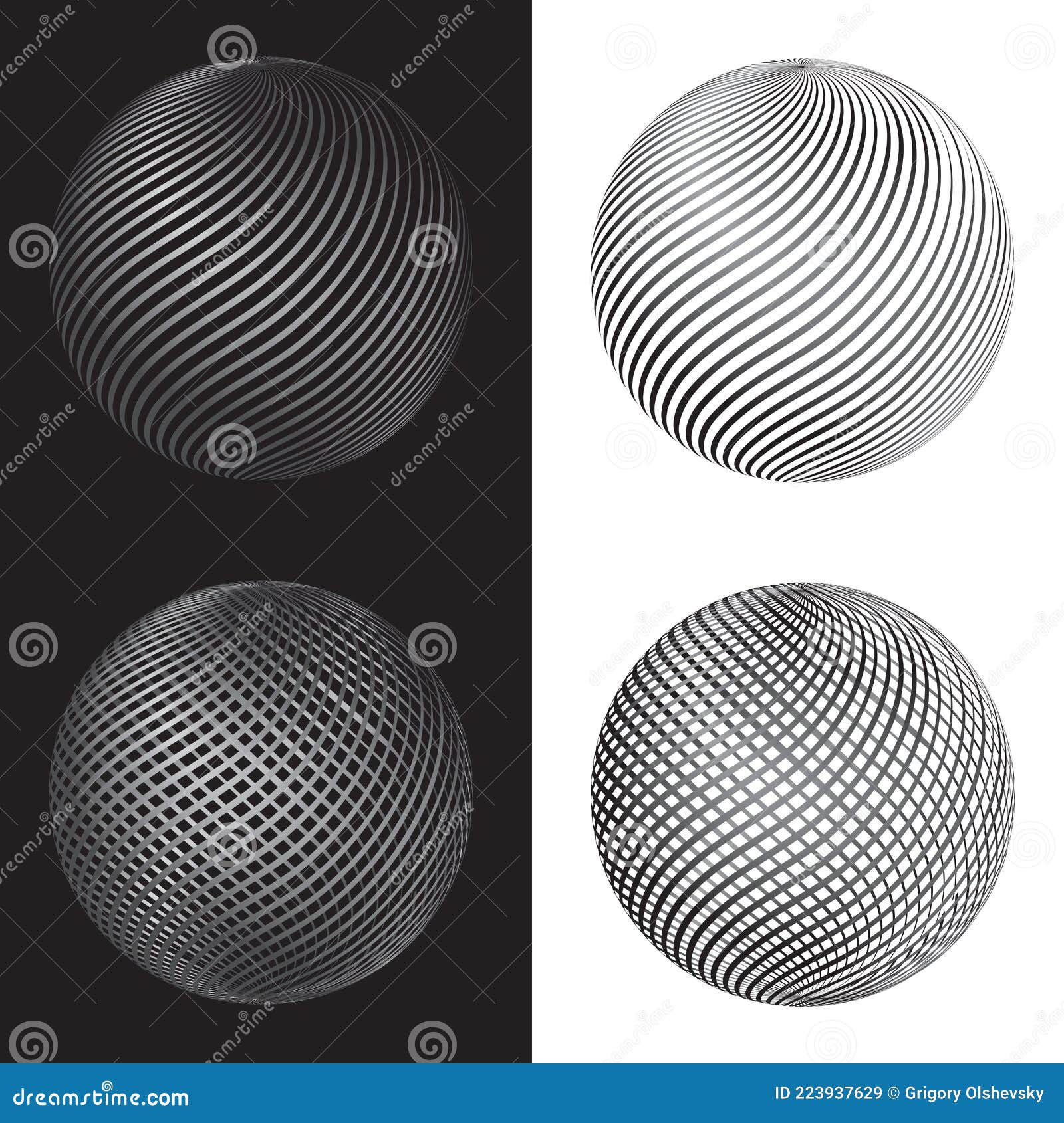 Decorative Sphere. Abstract Round Spiral Striped Design Element Stock ...