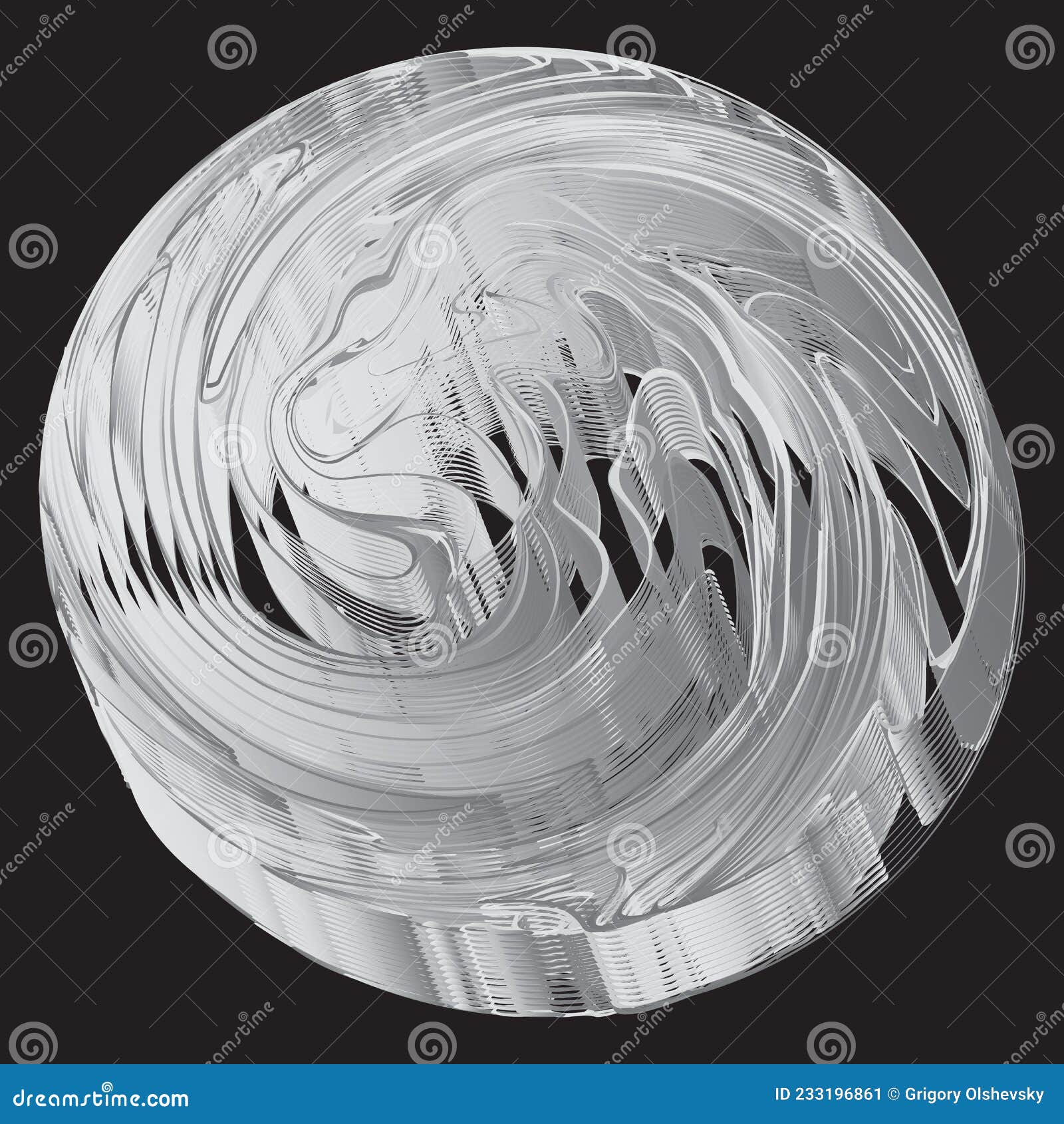 Decorative Sphere. Abstract Round Spiral Striped Design Element Stock ...