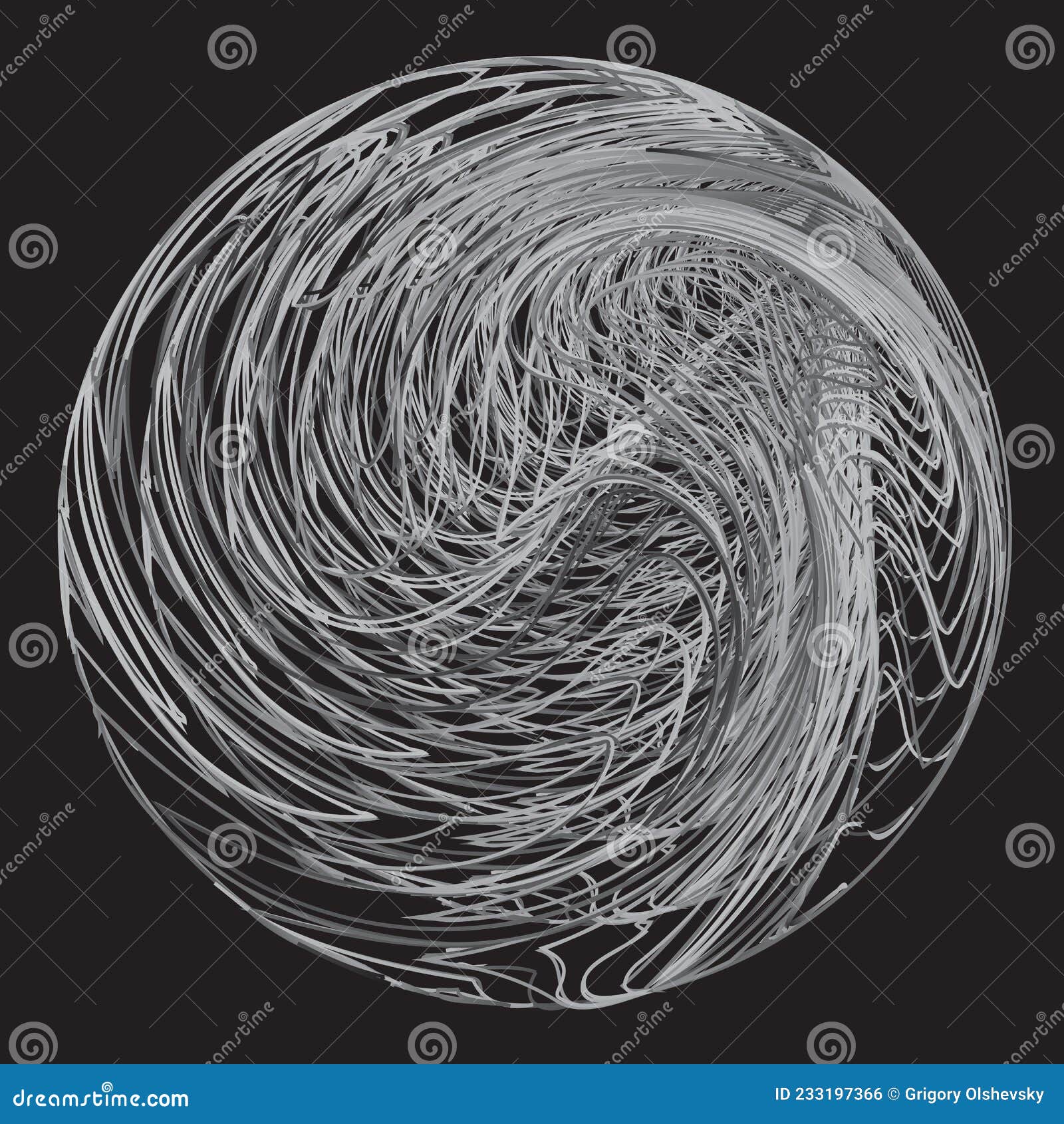 Decorative Sphere. Abstract Round Spiral Striped Design Element Stock ...