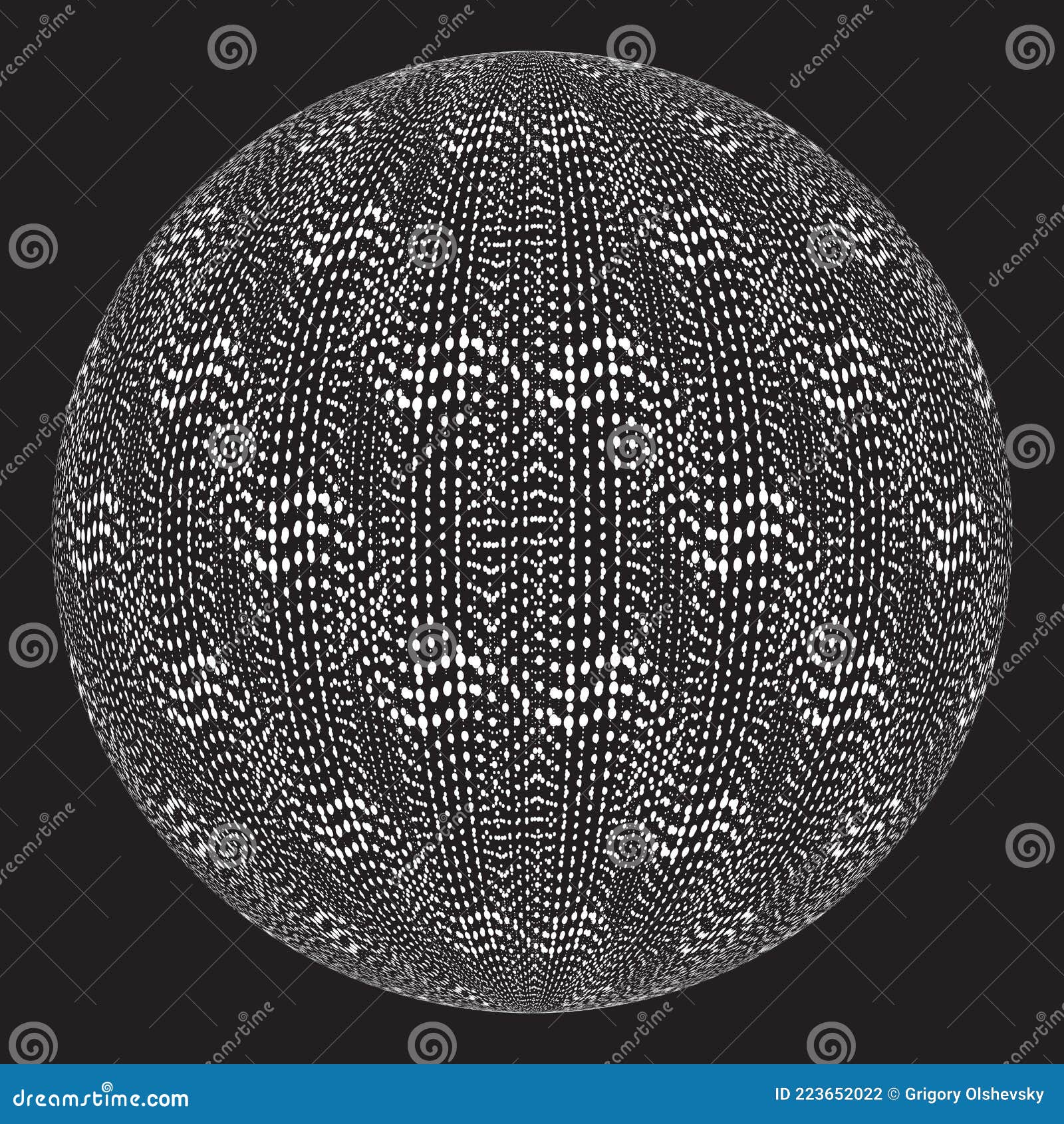 Decorative Sphere. Abstract Round Wavy Dotted Design Element Stock ...