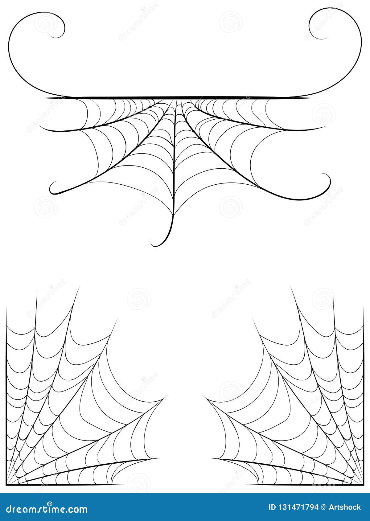 Decorative Spider Web Border Stock Vector - Illustration of white ...