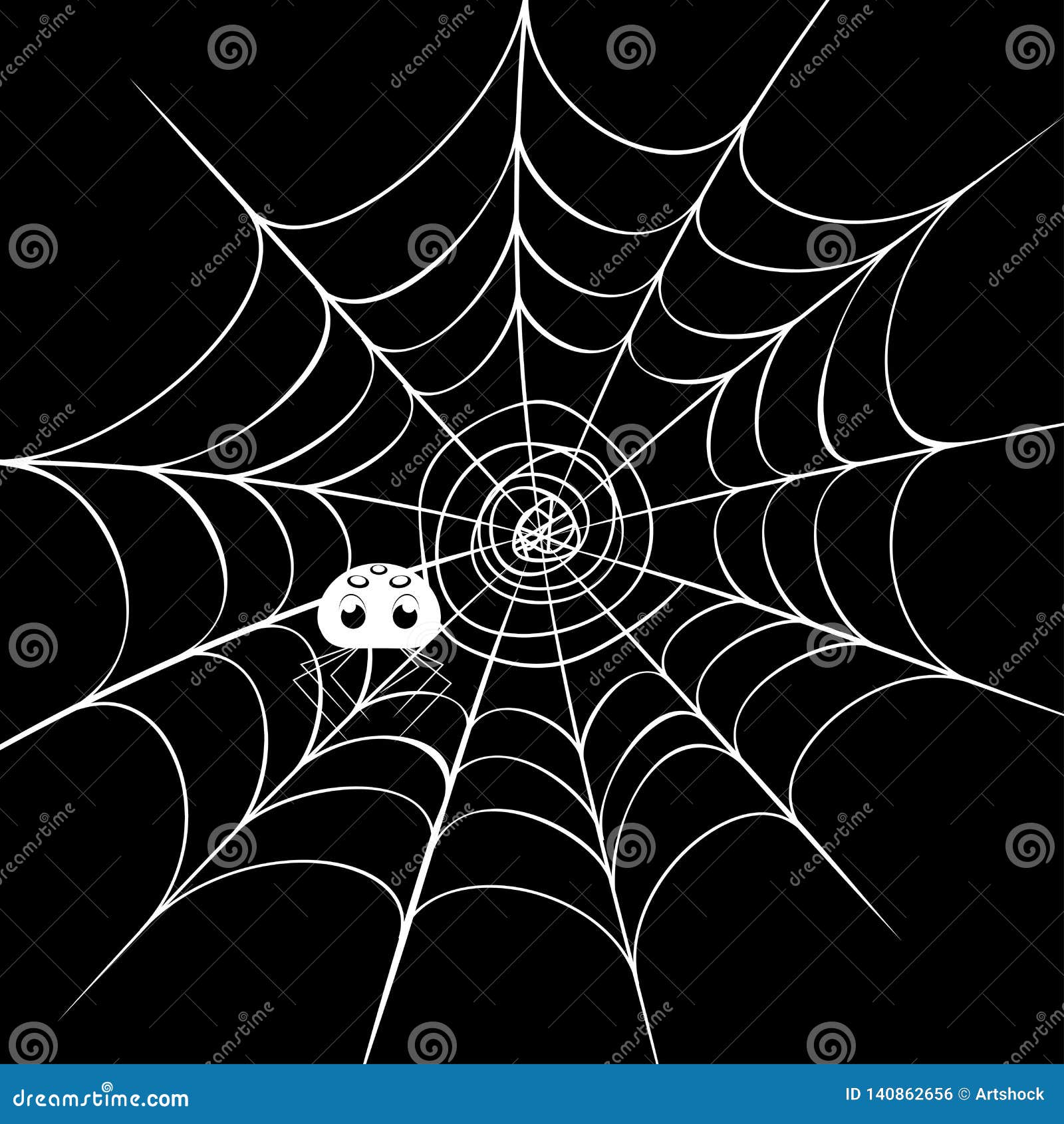Spider Web with Cute Spider Stock Vector - Illustration of scary ...