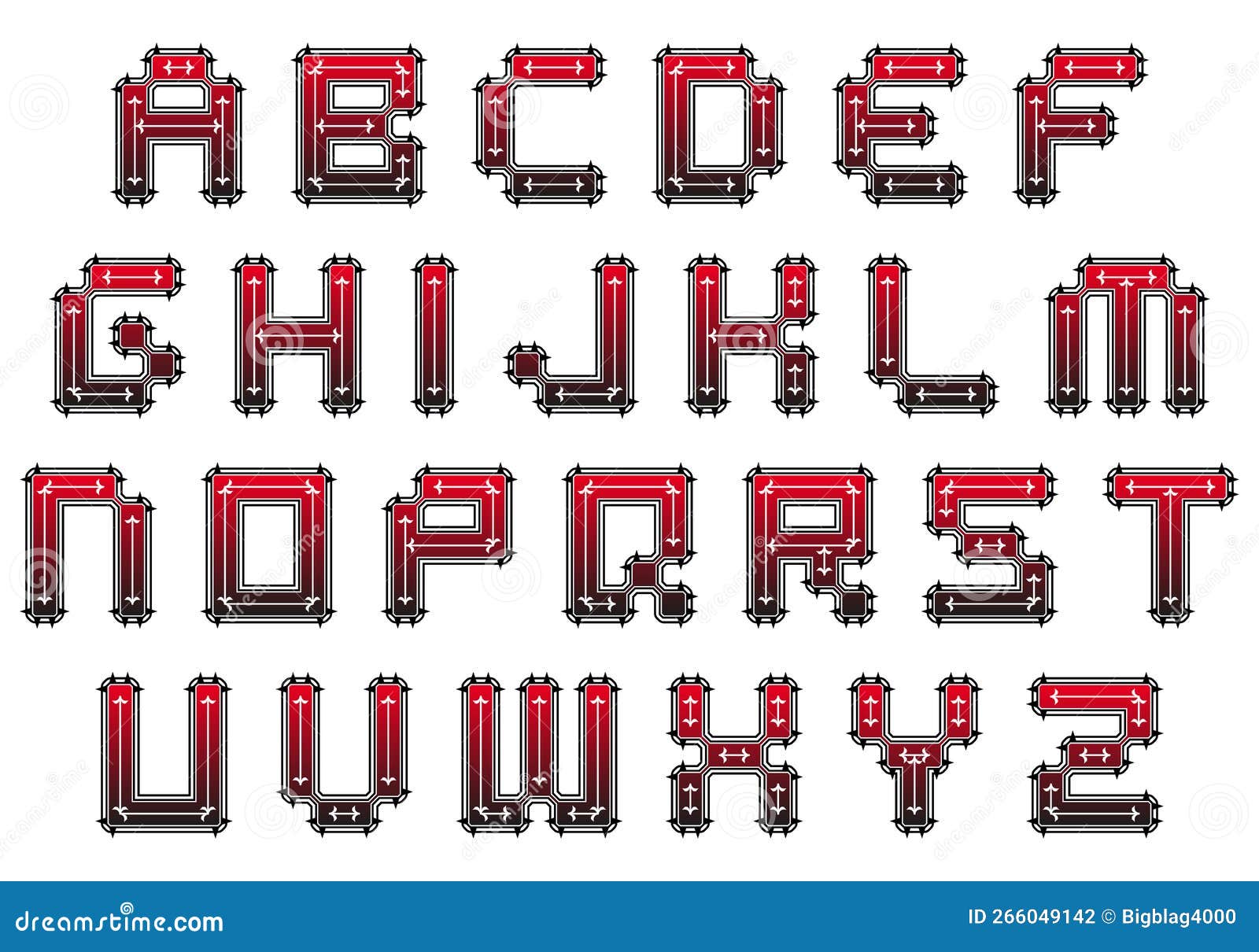 Decorative Spiky Alphabet on White Background. Custom Vector Typeset ...