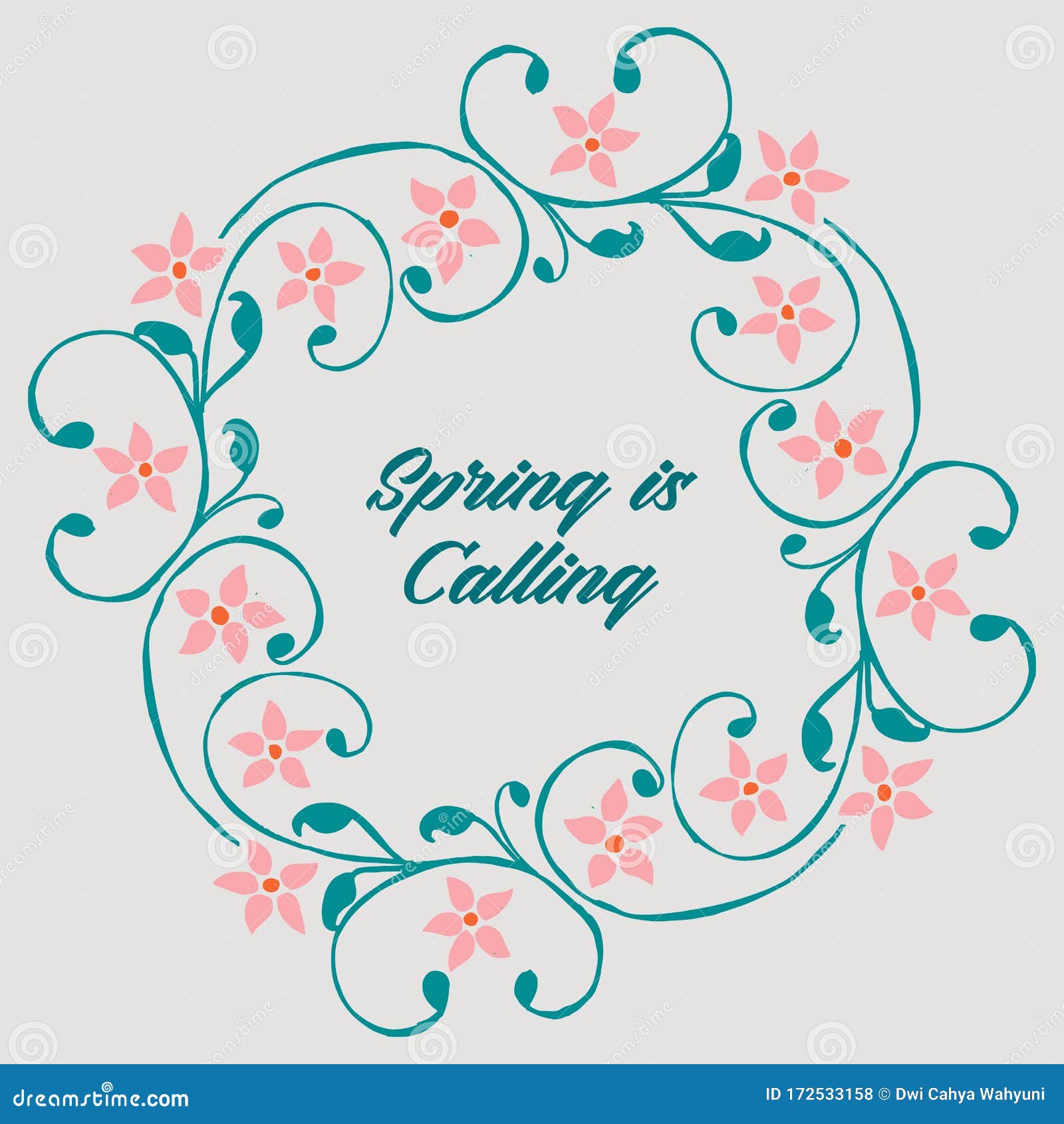 Decorative of Spring Calling Greeting Card, with Leaf and Floral ...