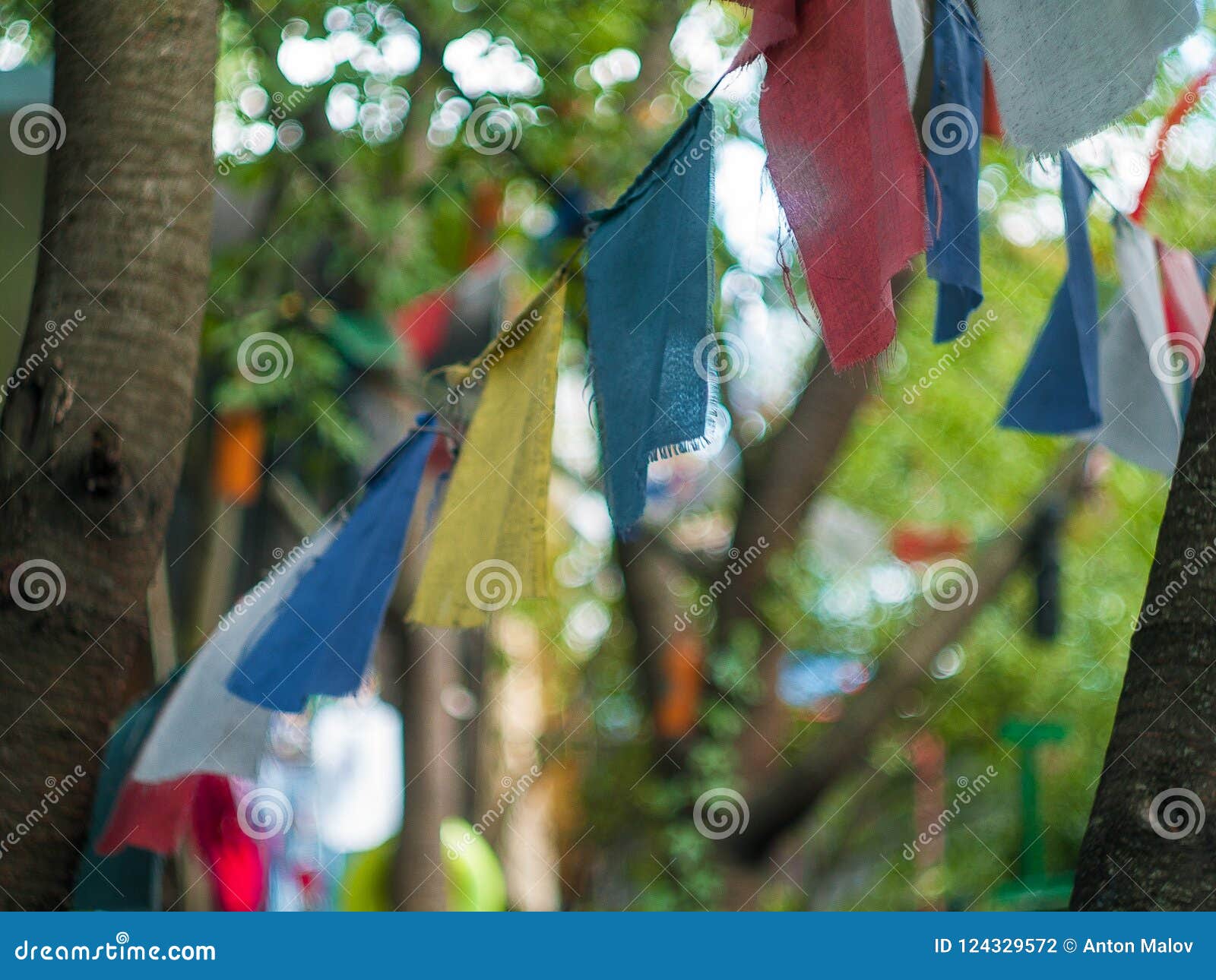Decorative Square Flags on Rope Stock Photo - Image of objects, nature ...