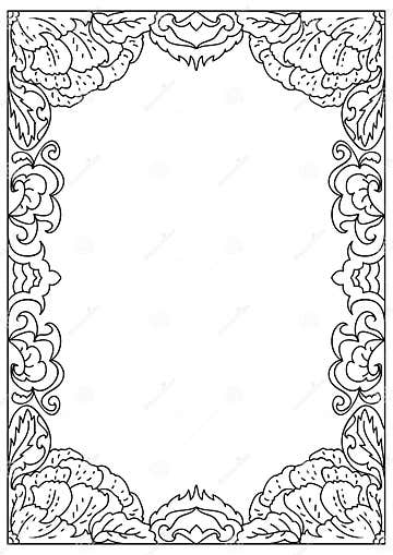 Decorative Square A4 Format Coloring Page Frame Isolated on White Stock ...