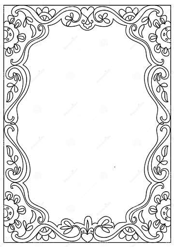 Decorative Square A4 Format Coloring Page Frame Isolated on White Stock ...