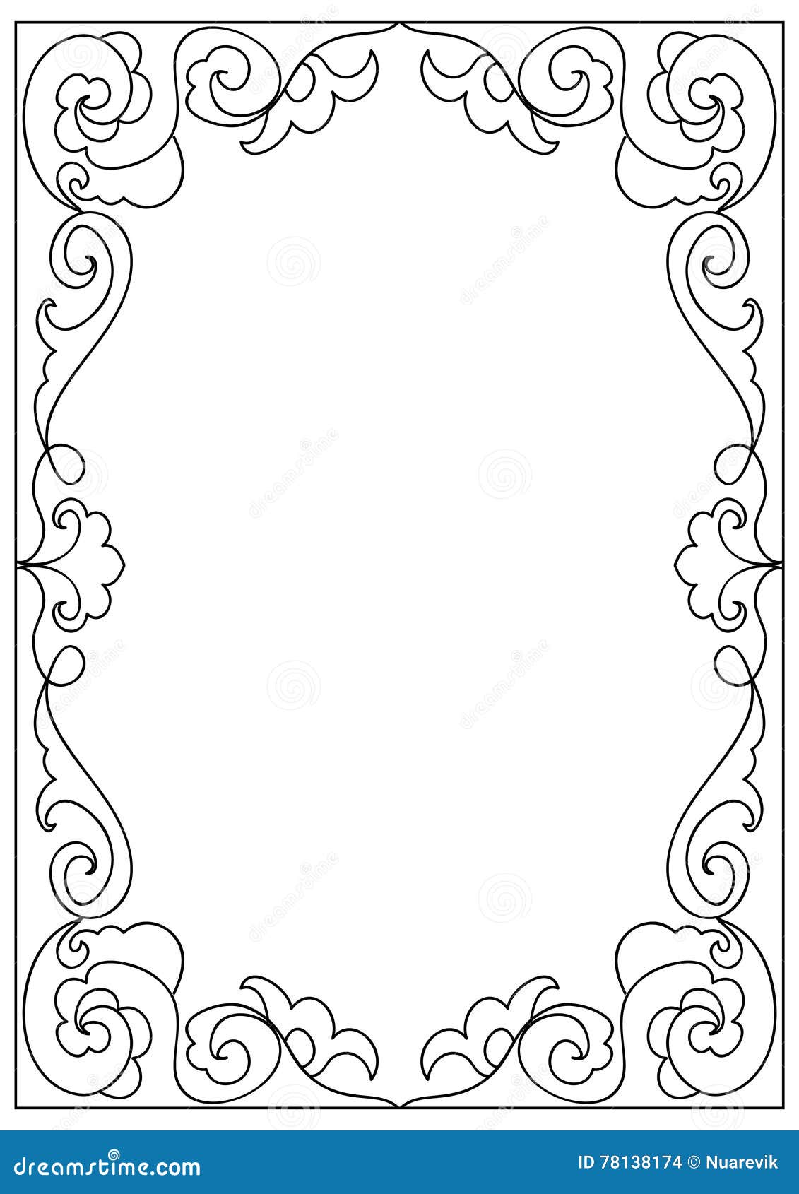 Decorative Square A4 Format Coloring Page Frame Isolated on White Stock ...