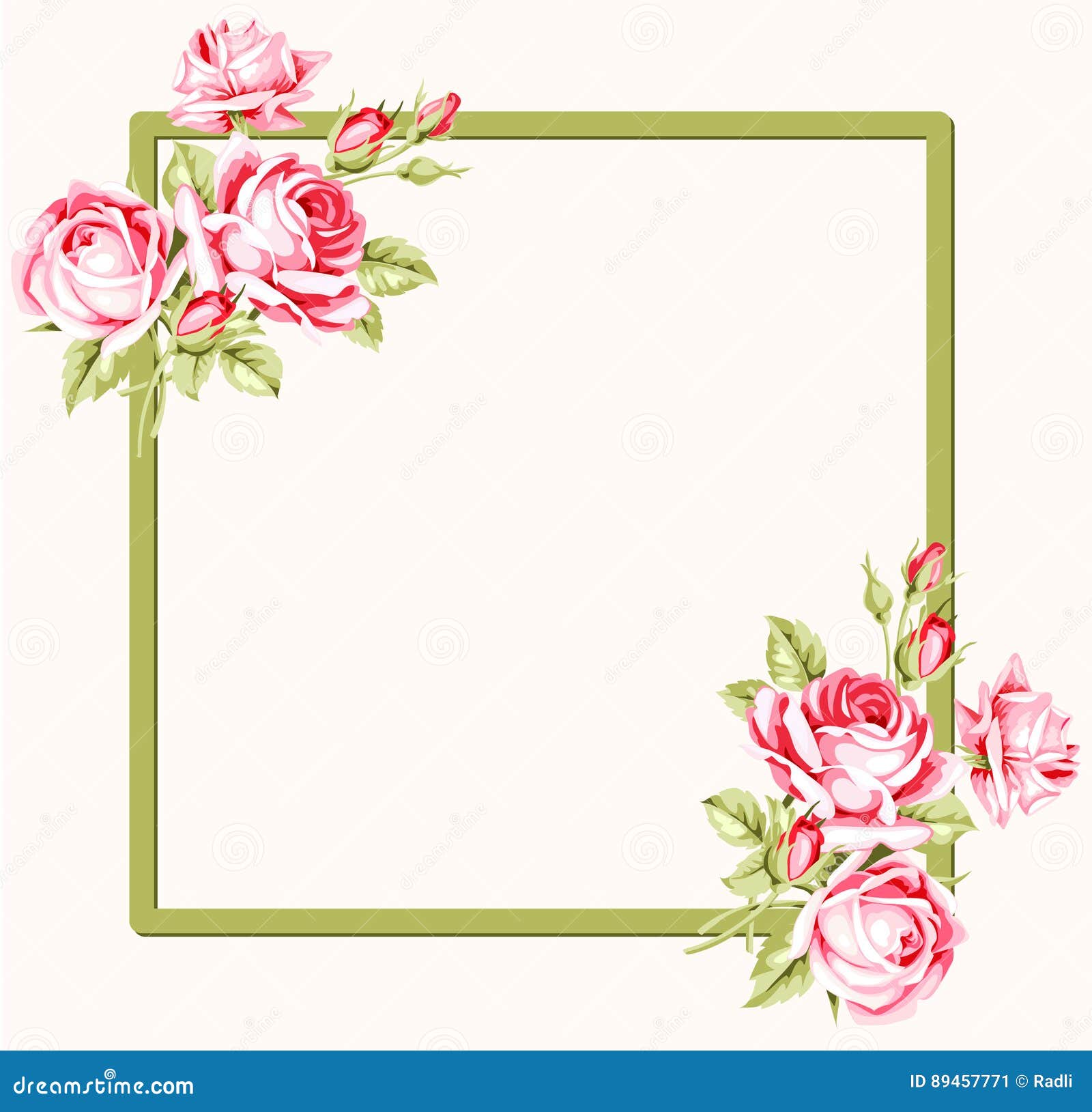 Decorative Square Frame with Vintage Roses. Vector Illustration Stock ...