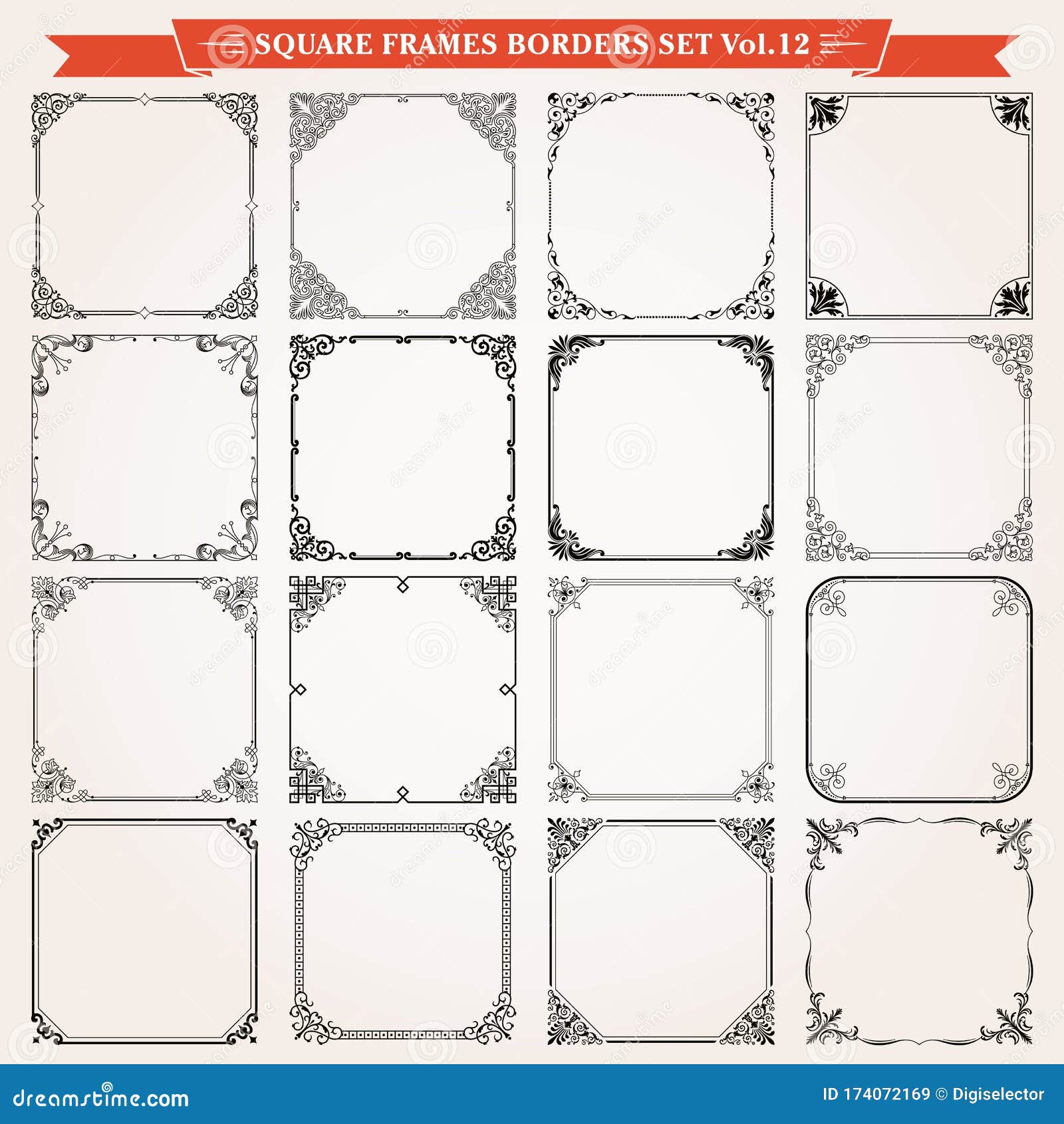 Decorative Square Frames and Borders Set 12 Vector Stock Vector ... Decorative Square Frames and Borders Set 12 Vector Stock Vector ...