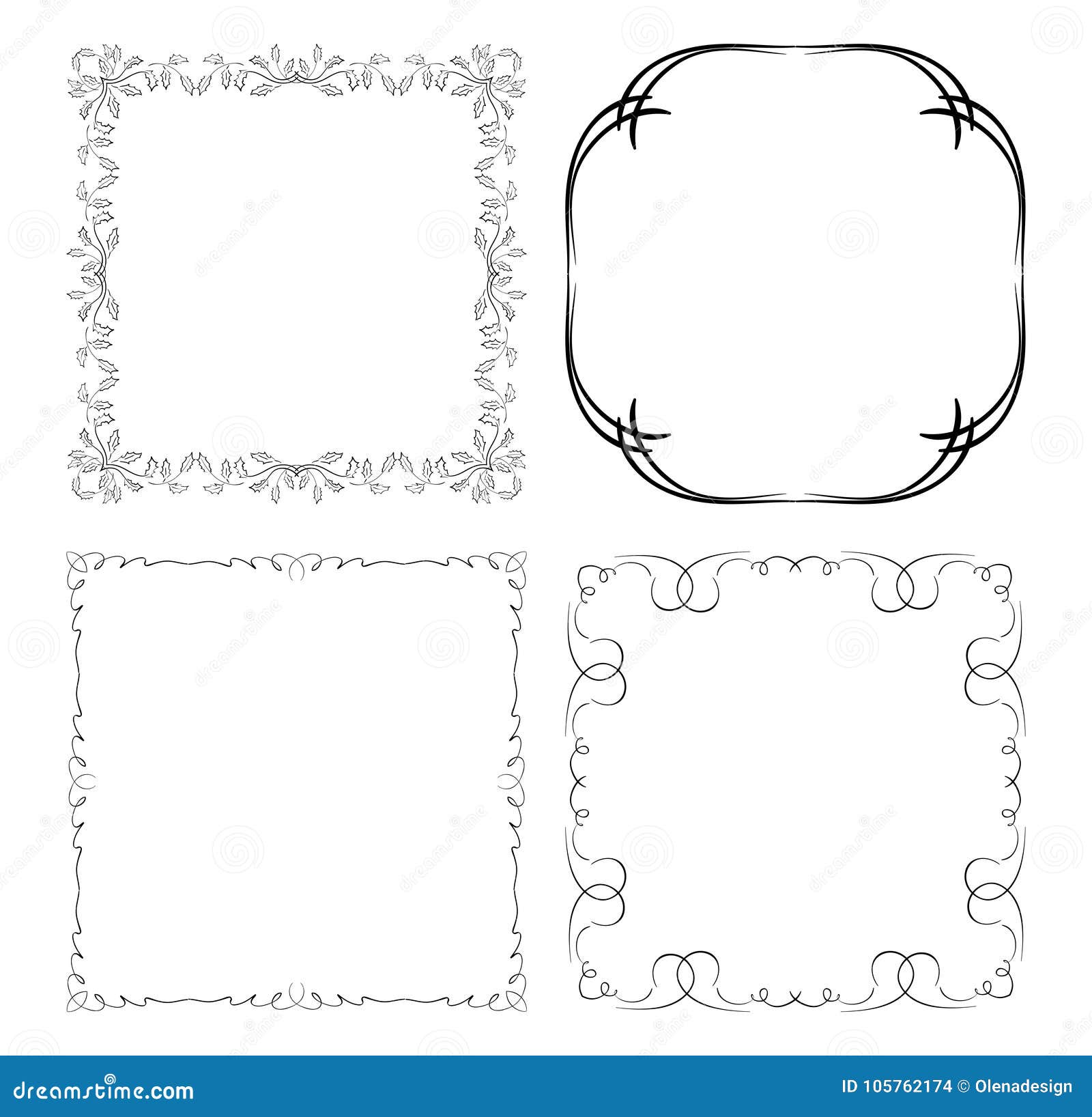 Decorative Square Frames with Curved Ornament - Vector Stock Vector ...