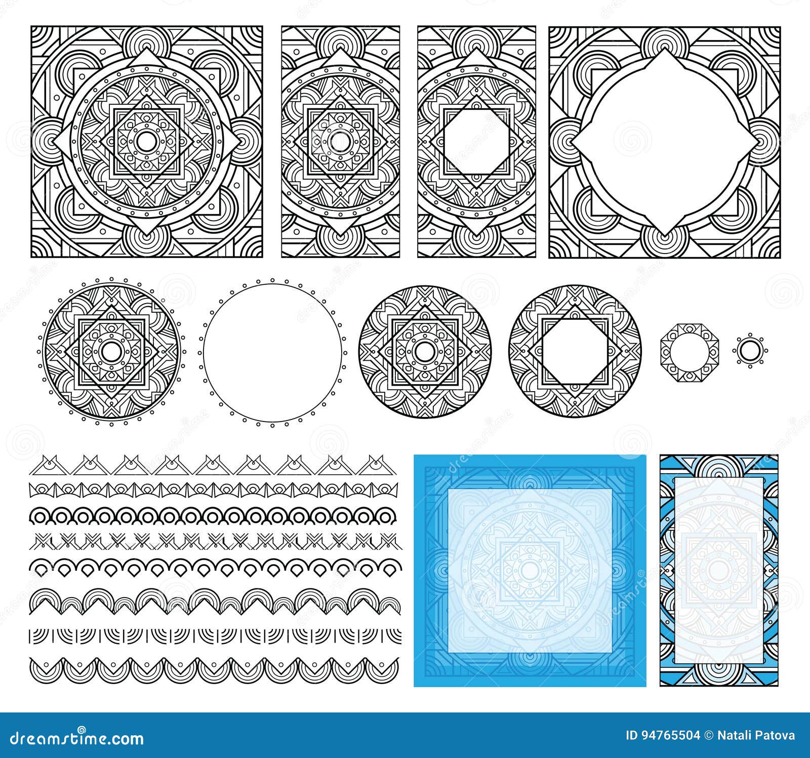 Decorative Square Pattern. Set Frames, Brushes, Templates for Design ...