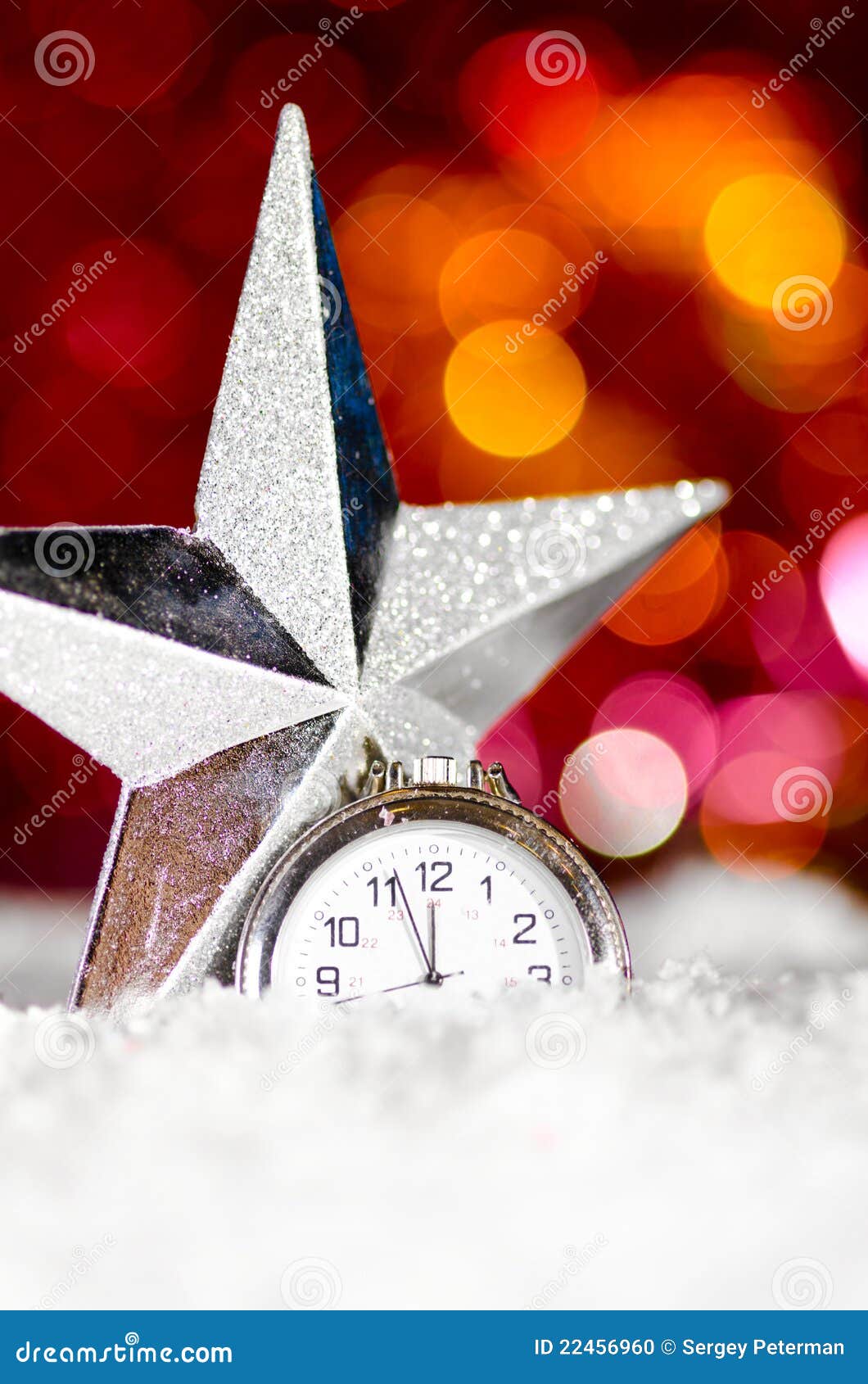 Decorative star and clock stock photo. Image of snow - 22456960